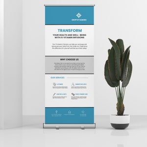 IV Hydration Retractable Banner, Roll up Banner Template, Event Banner ...