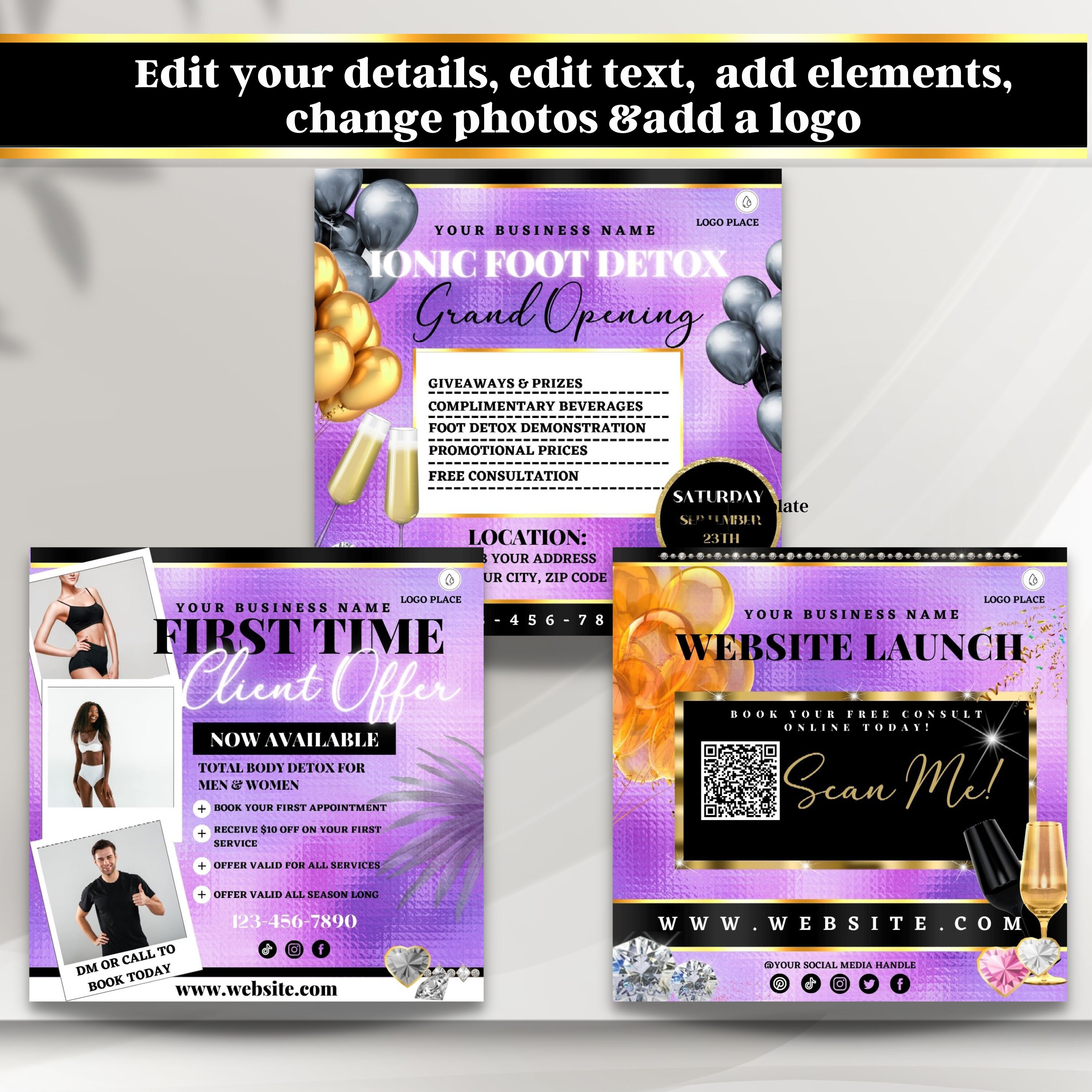 Ionic Foot Detox, Ionic Foot Bath, Social Media Flyer, Instagram Posts ...