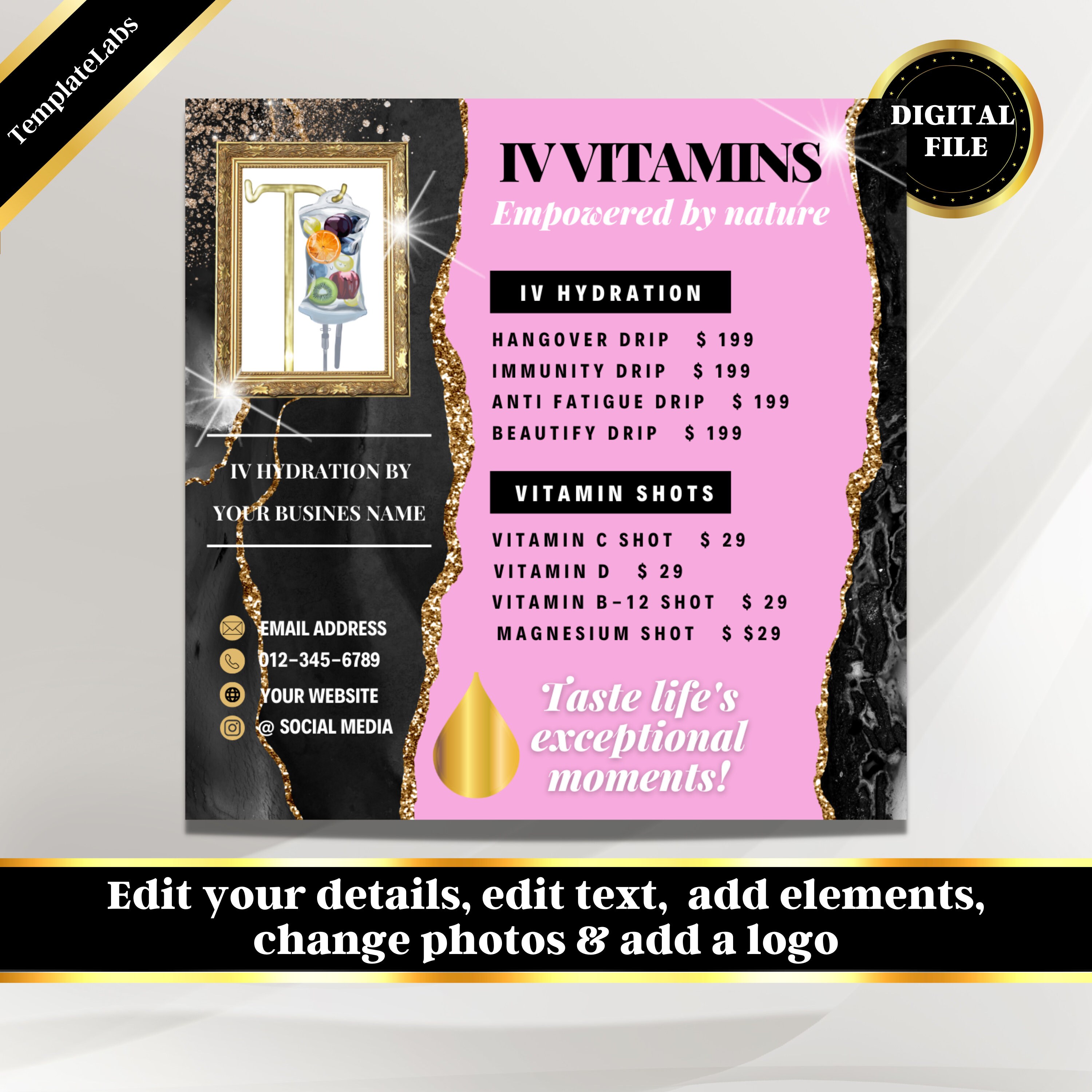 IV Hydration Template, IV Therapy Template, Social Media Flyer ...