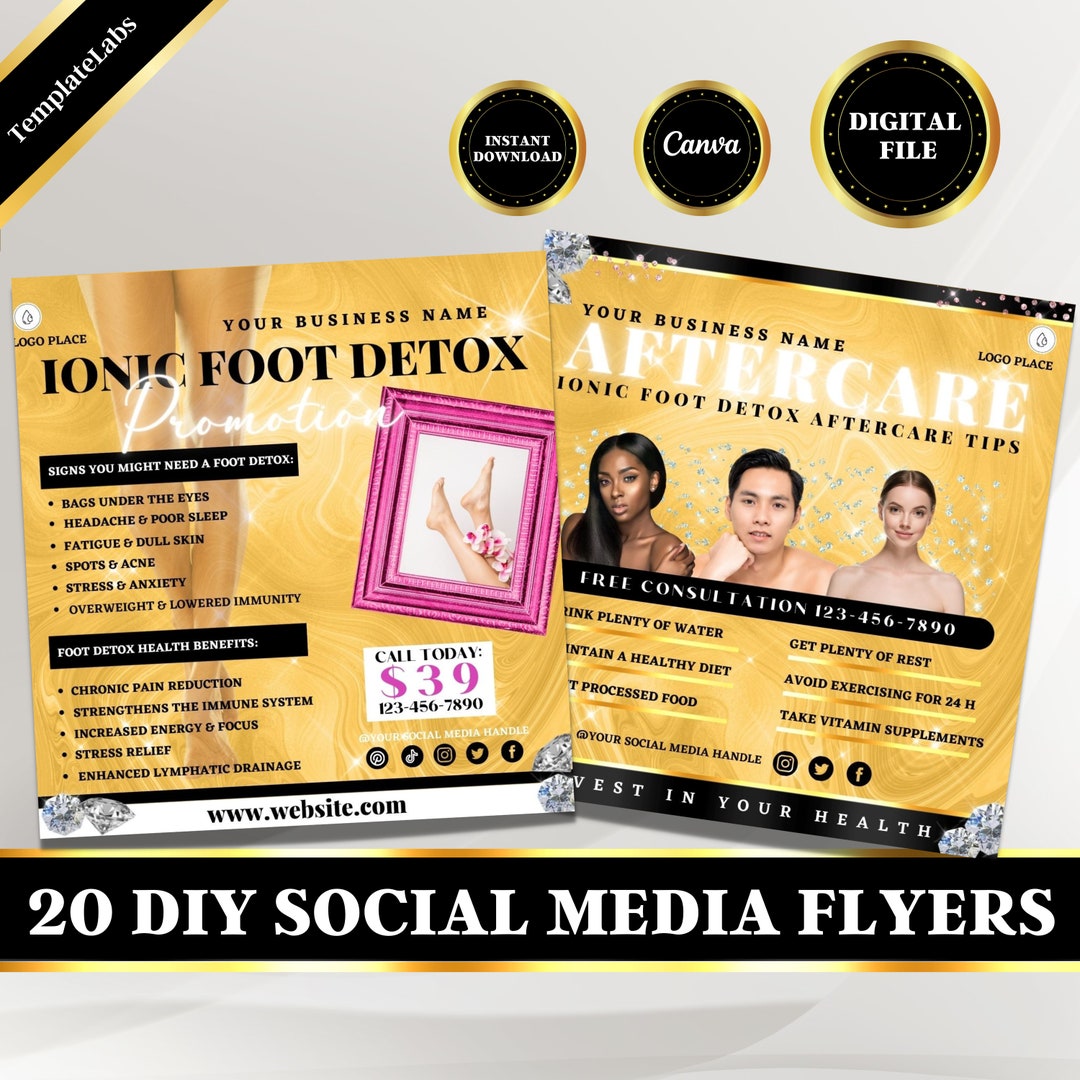 Ionic Foot Detox, Ionic Foot Bath, Social Media Flyer, Instagram Posts ...