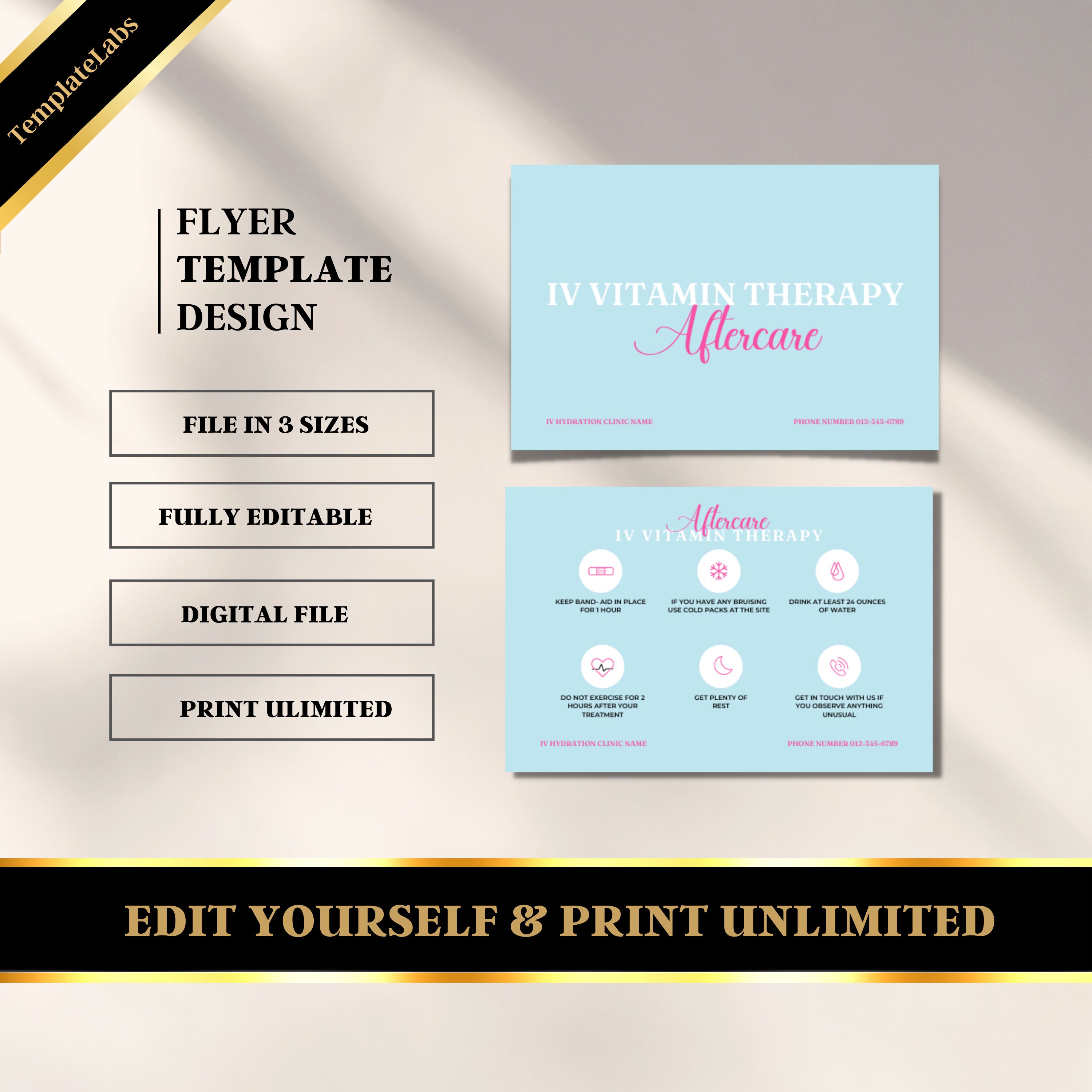 IV Hydration Template, IV Discharge Instruction, Printable Aftercare ...