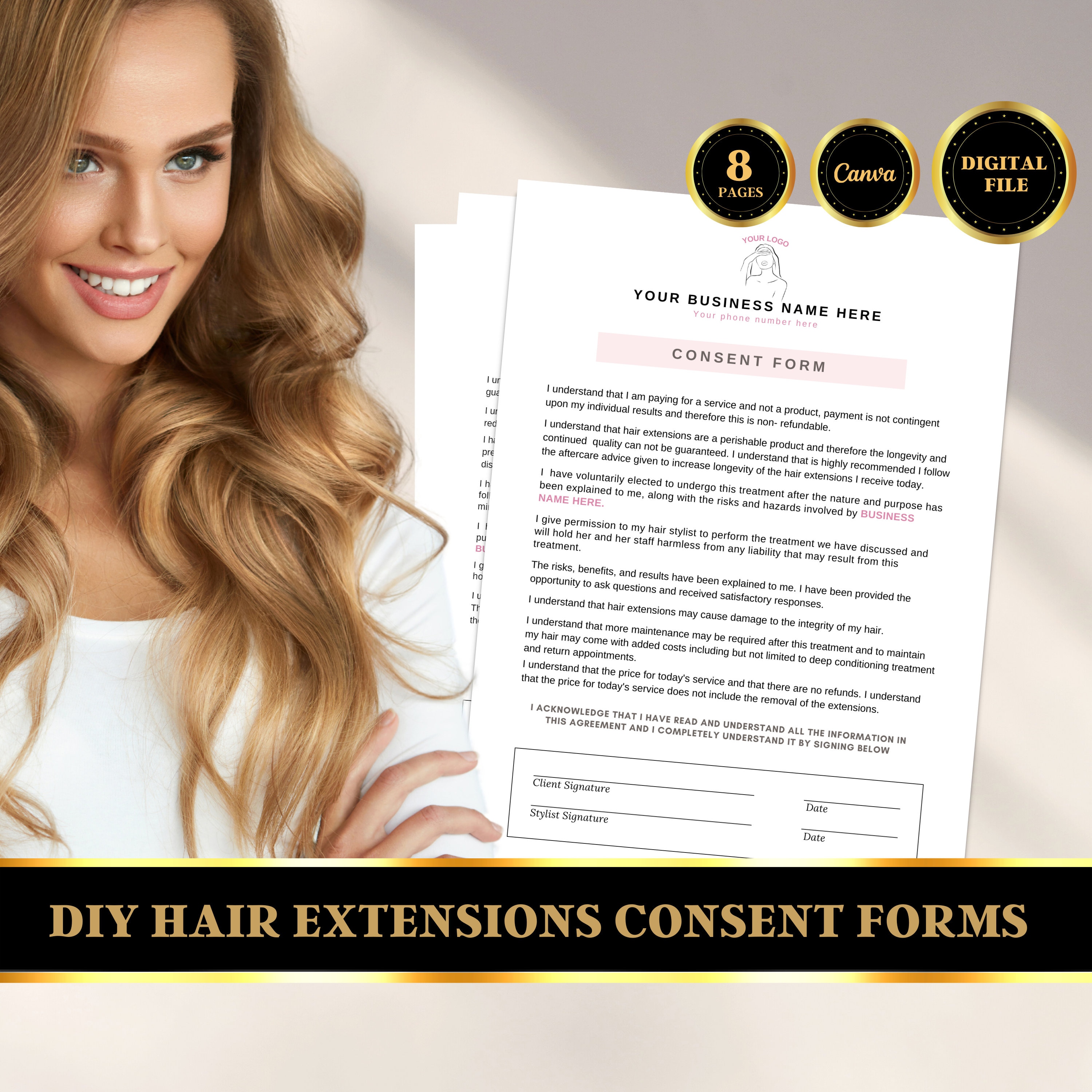 Hair Extension Consultation Forms, Hair Extension Release Form, DIY ...