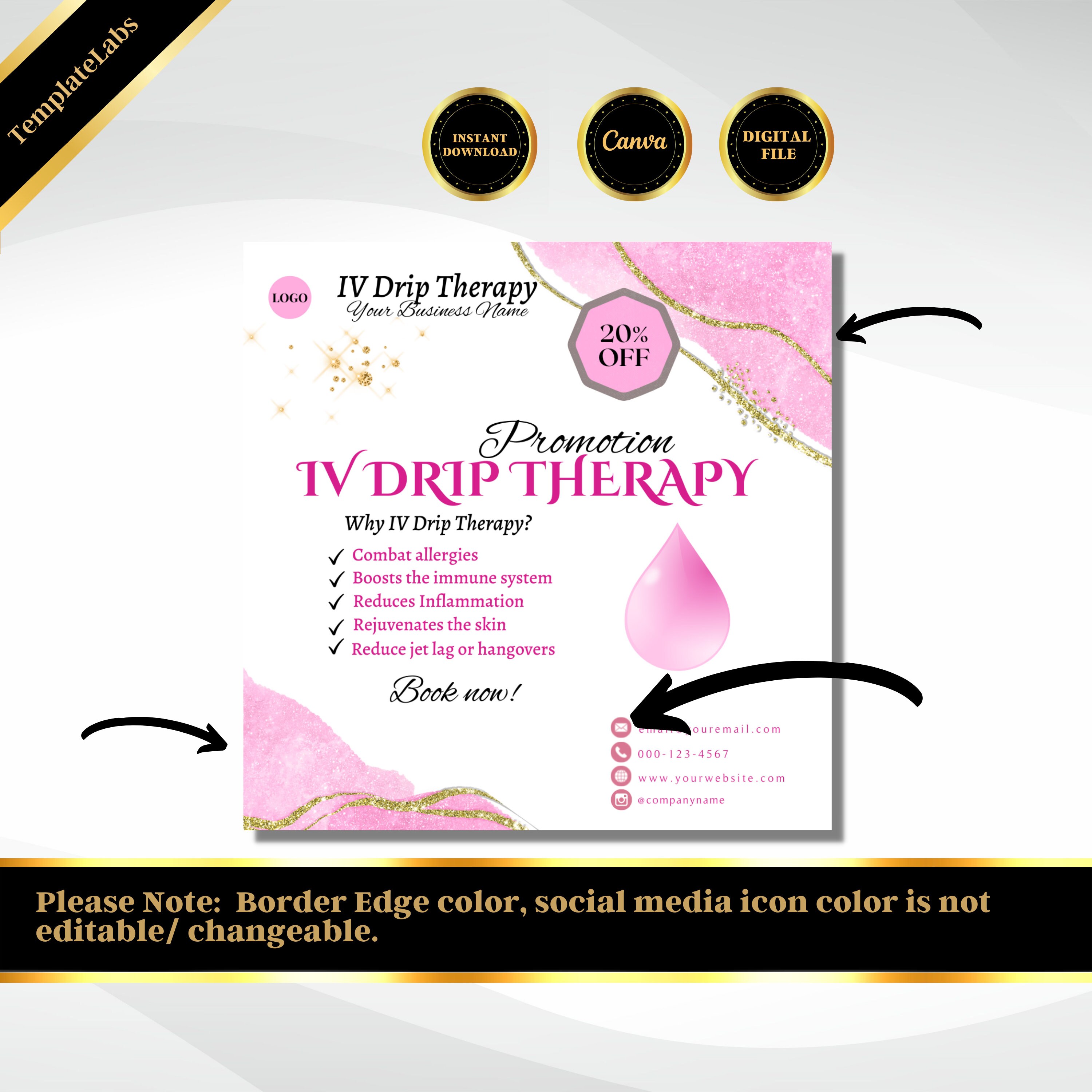 IV Drip Business, IV Therapy Template, Social Media Flyer, IV Hydration ...