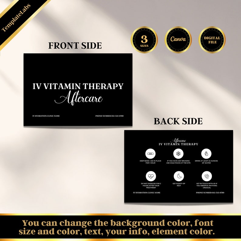 IV Hydration Printable, IV Therapy Template, Aftercare Card, Printable ...