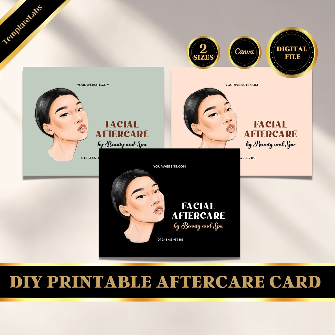 Facial After Care Card, Facial Aftercare, Printable Aftercare ...