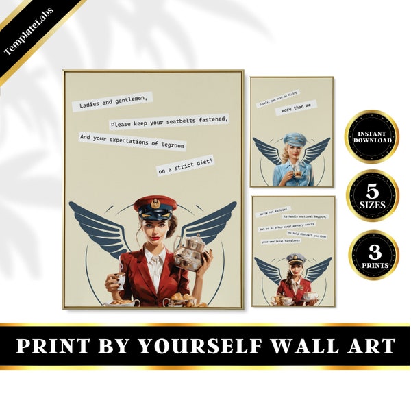 Flight Attendant Art - Etsy