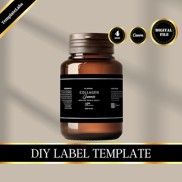 Supplement Bottle Label, Supplement Label Template, Vitamin Label ...