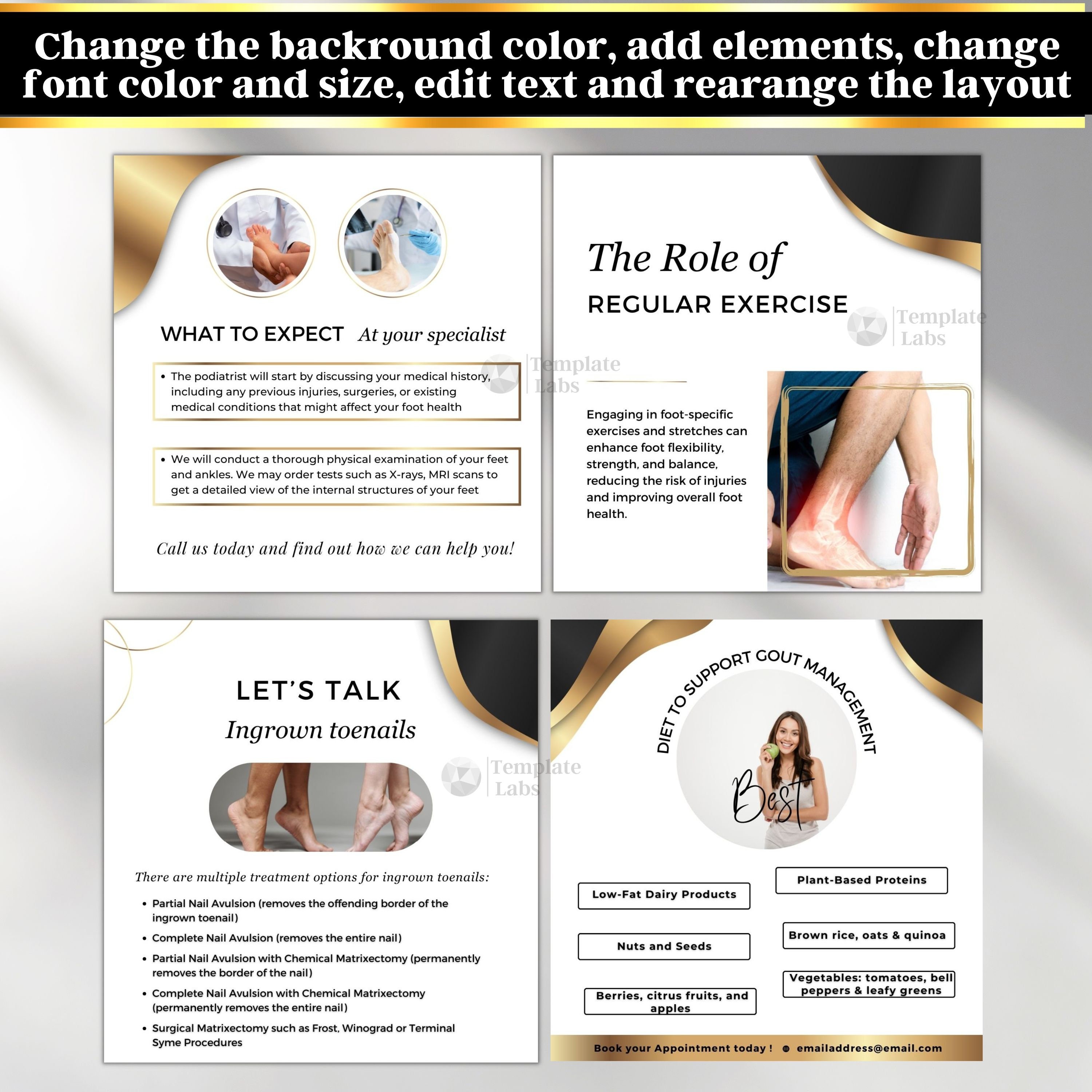 Podiatry Instagram Template, Podiatrist Instagram Marketing, Editable ...