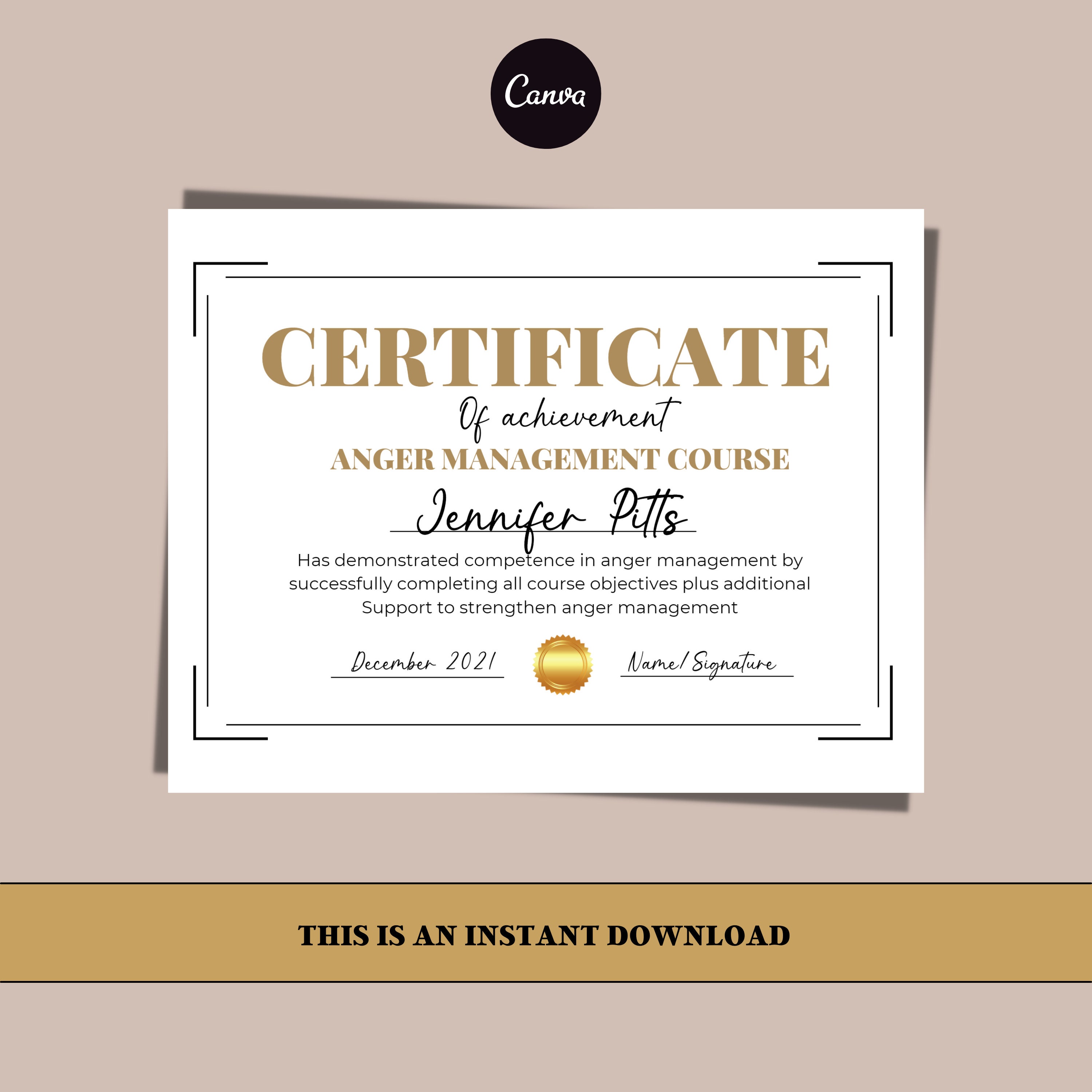 Anger Management For Adults Certificate Of Completion Anger Management ...