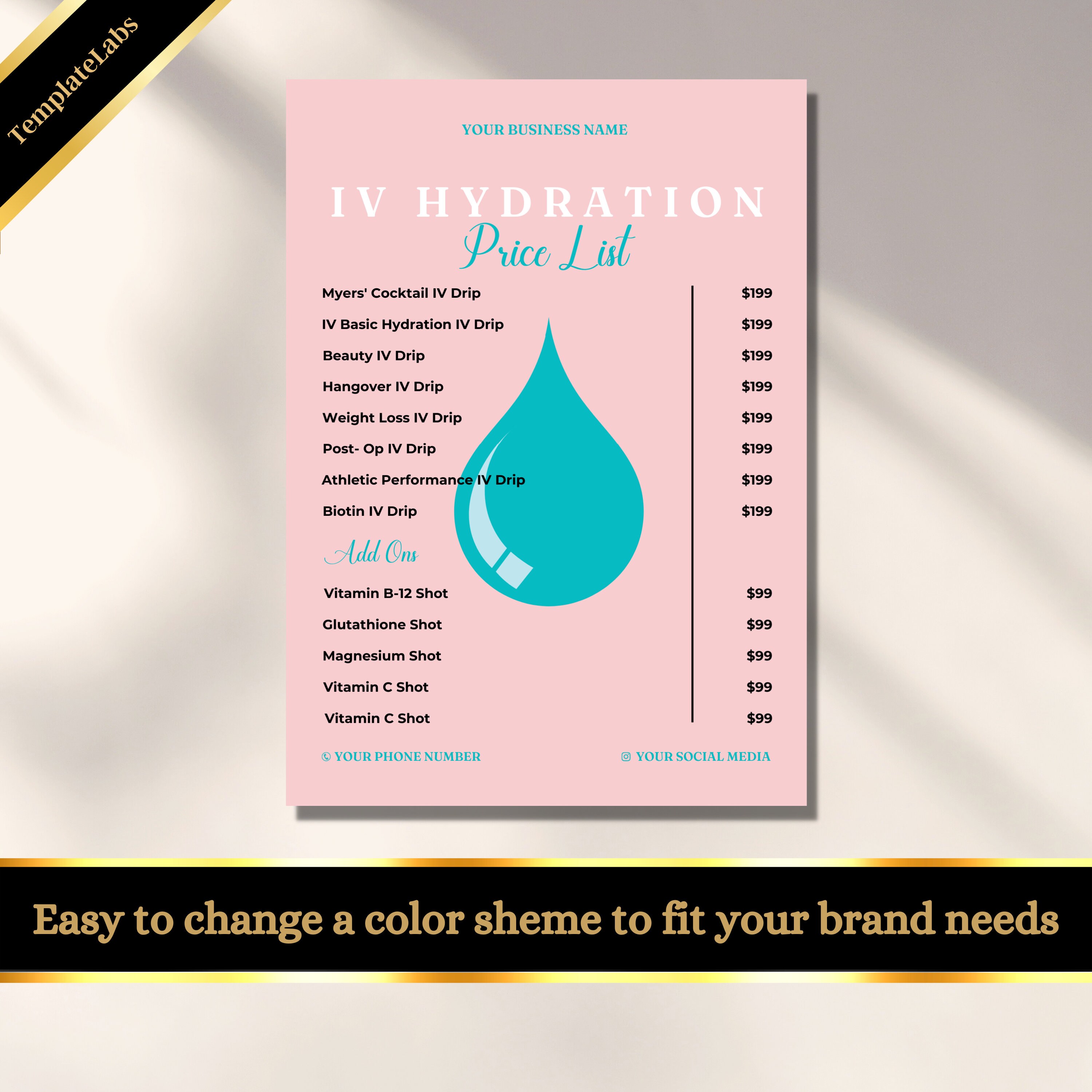IV Hydration Template IV Therapy Flyer Price List Template - Etsy