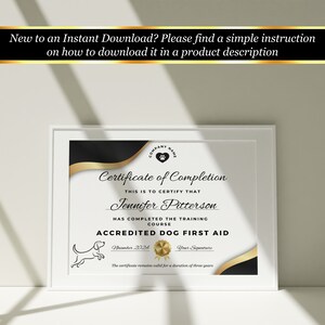 Dog First Aid Printable Certificate, Puppy First Aid, Certificate of ...