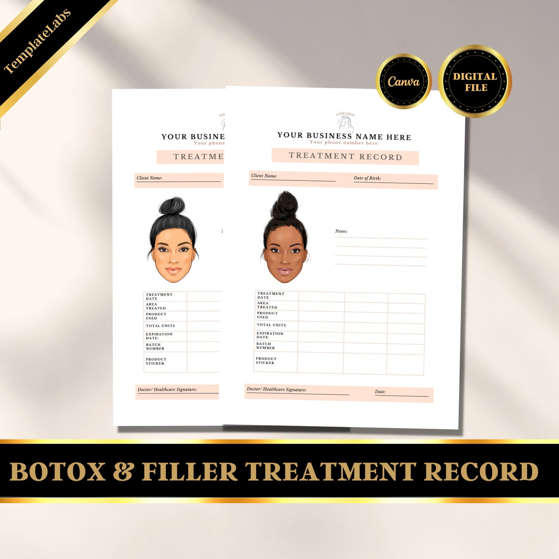 Botox and Filler Treatment Record Medspa Forms Treatment - Etsy