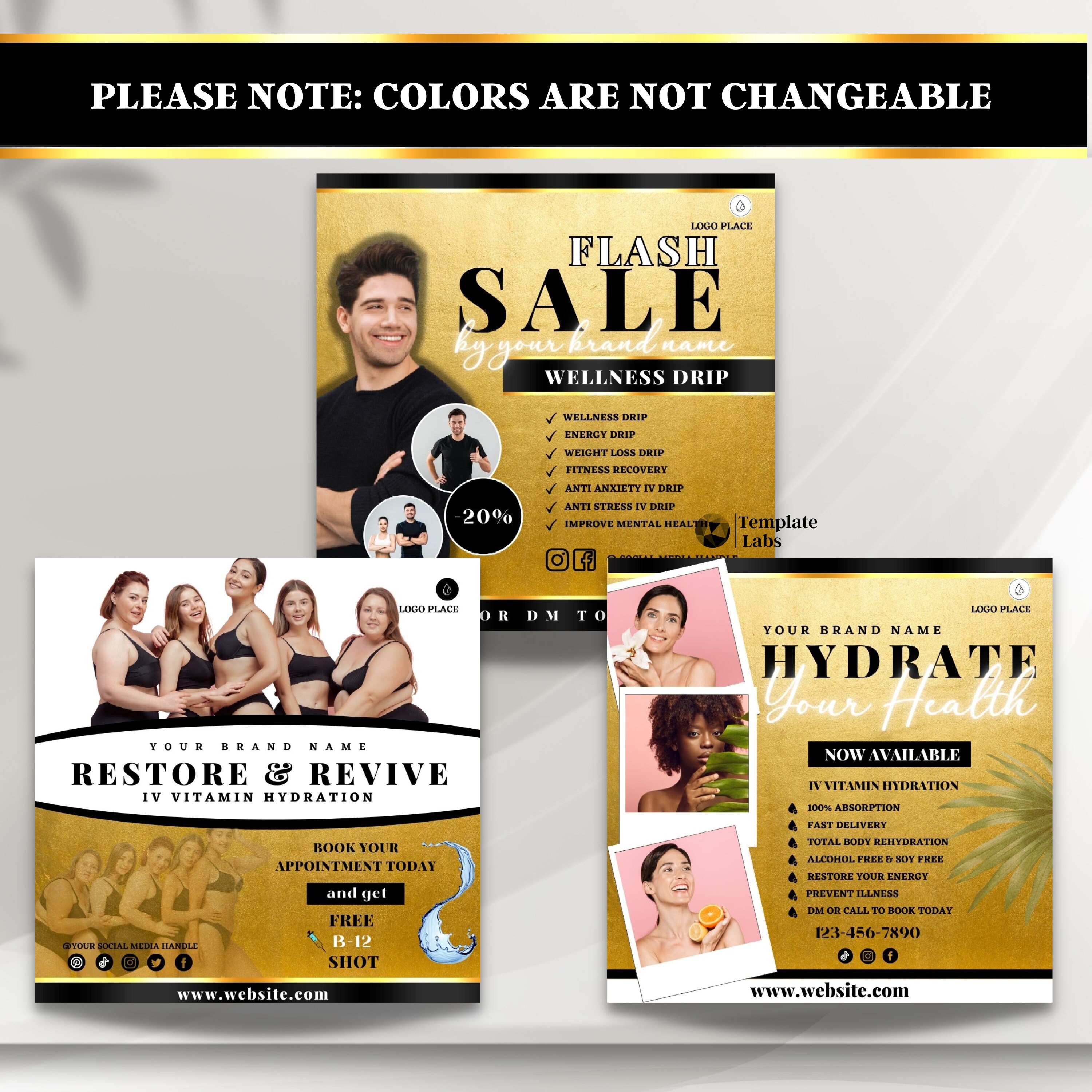 IV Hydration Templates, IV Hydration Business, Branding Kit Canva, E ...