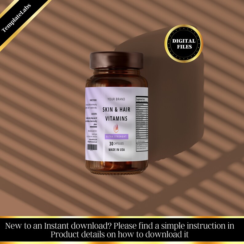 Supplement Bottle Label, Supplement Label Template, Vitamin Label ...