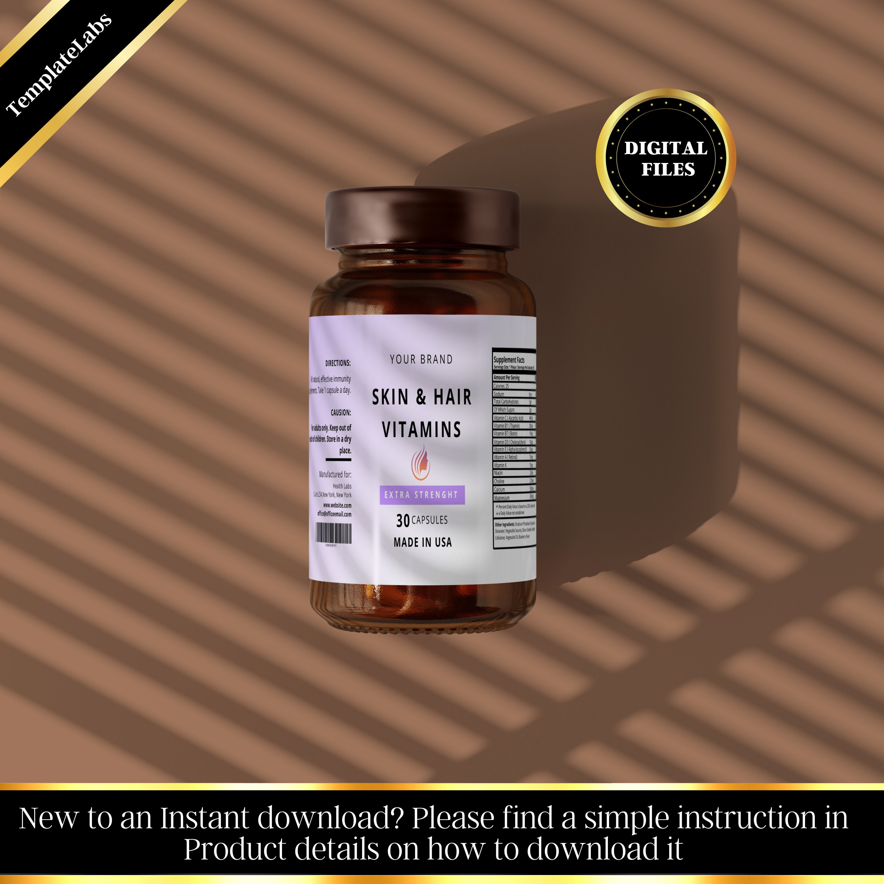 Supplement Bottle Label, Supplement Label Template, Vitamin Label ...