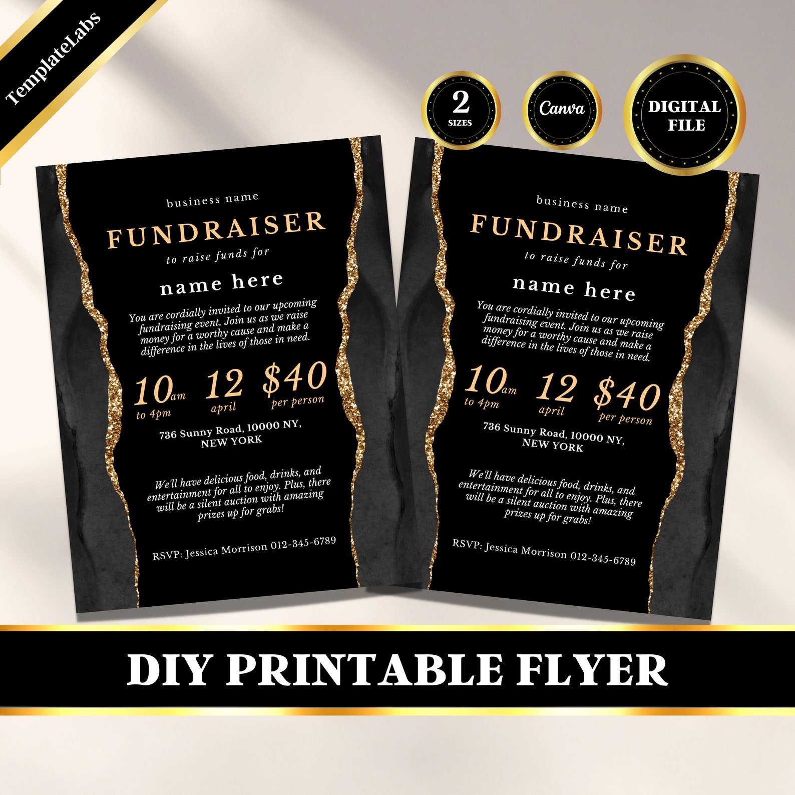 Fundraiser Flyer Template, Charity Invitation, Fundraising Flyer ...