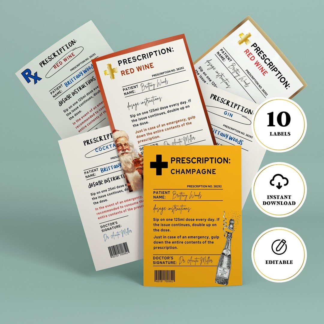 Prescription Label Wine, Prescription Label Template, Funny Christmas ...