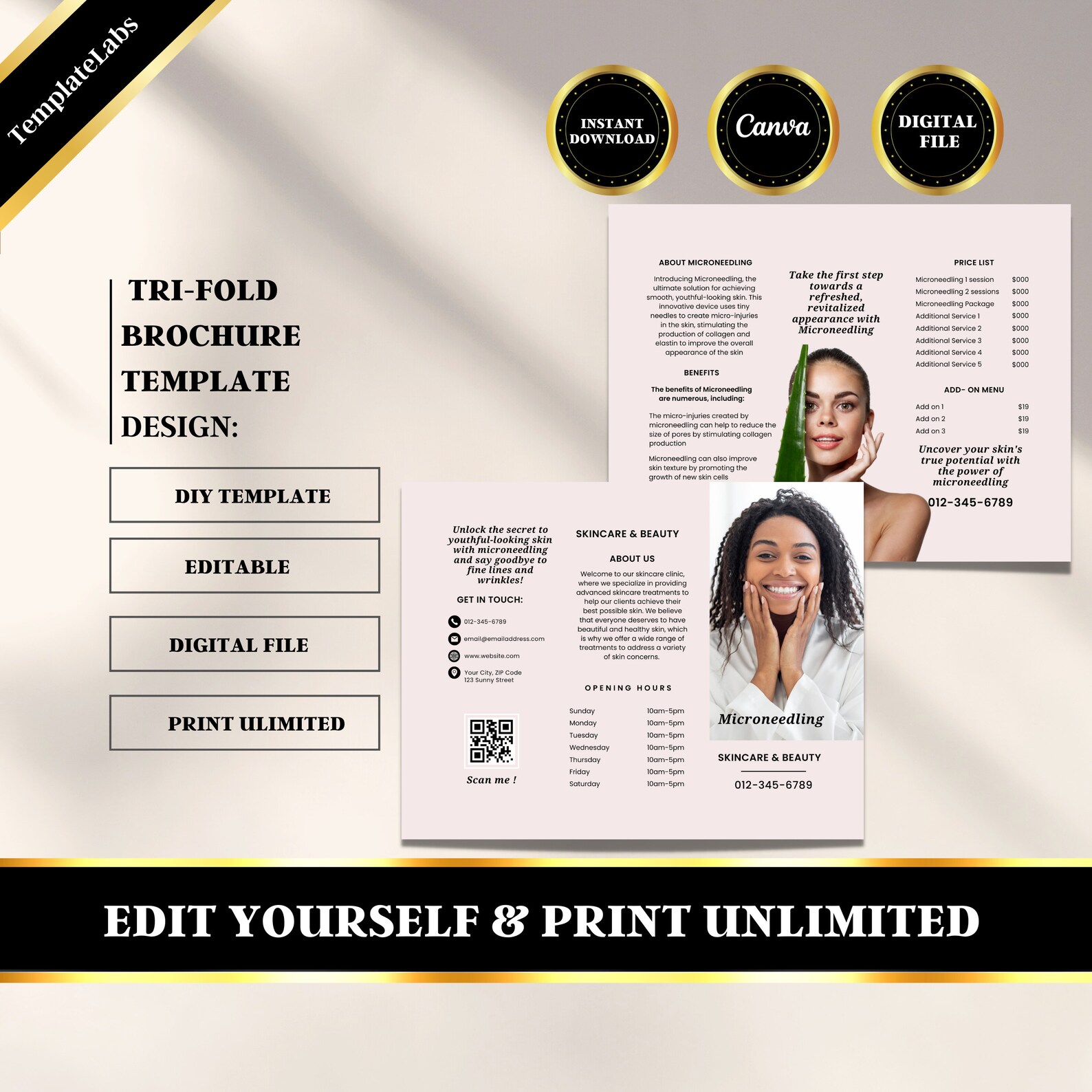 Microneedling Brochure, Microneedling Template, Tri Fold Brochure ...