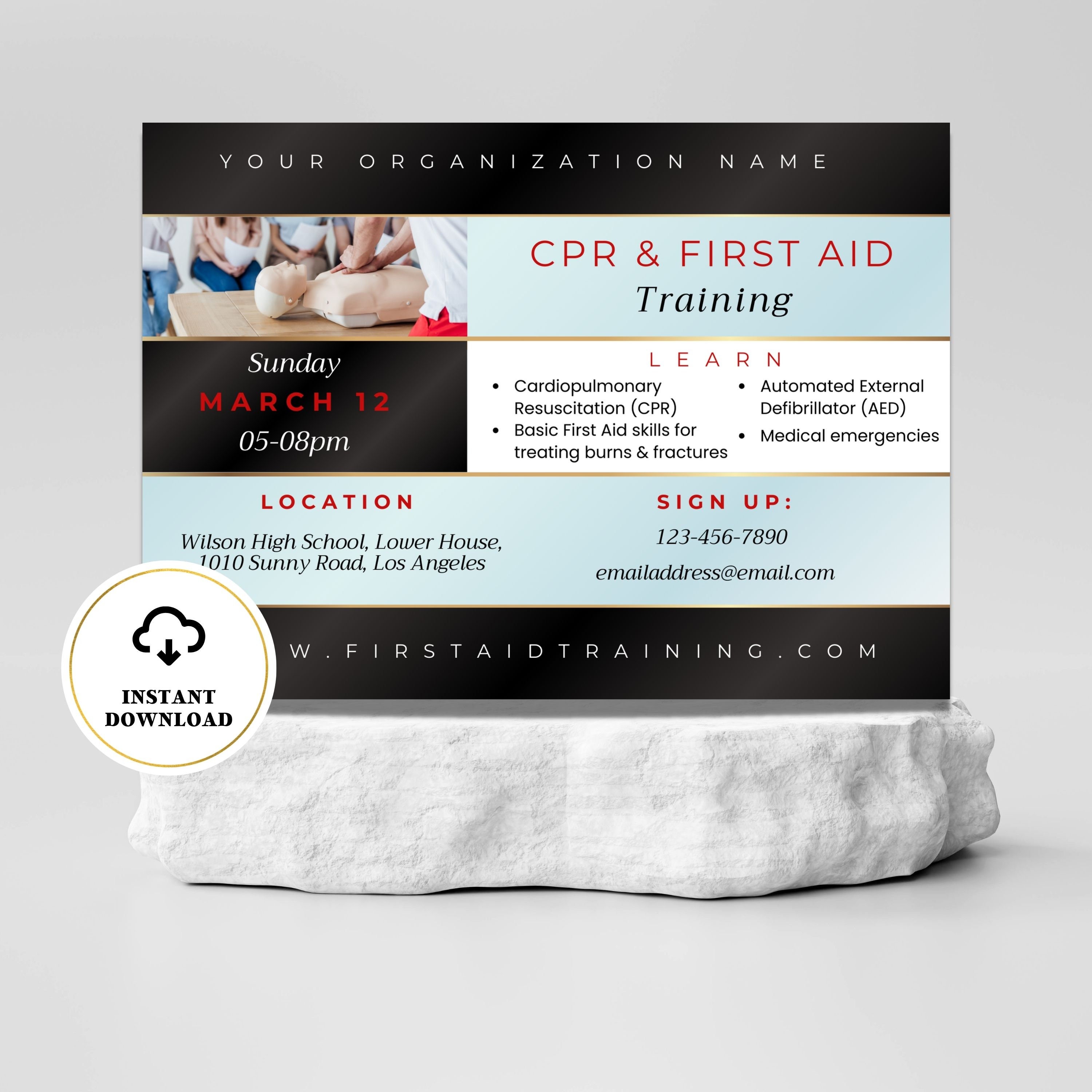 CPR Training Flyer, CPR Flyer, Cpr Template, Cpr First Aid and Instructor, Cpr Class Flyer ...