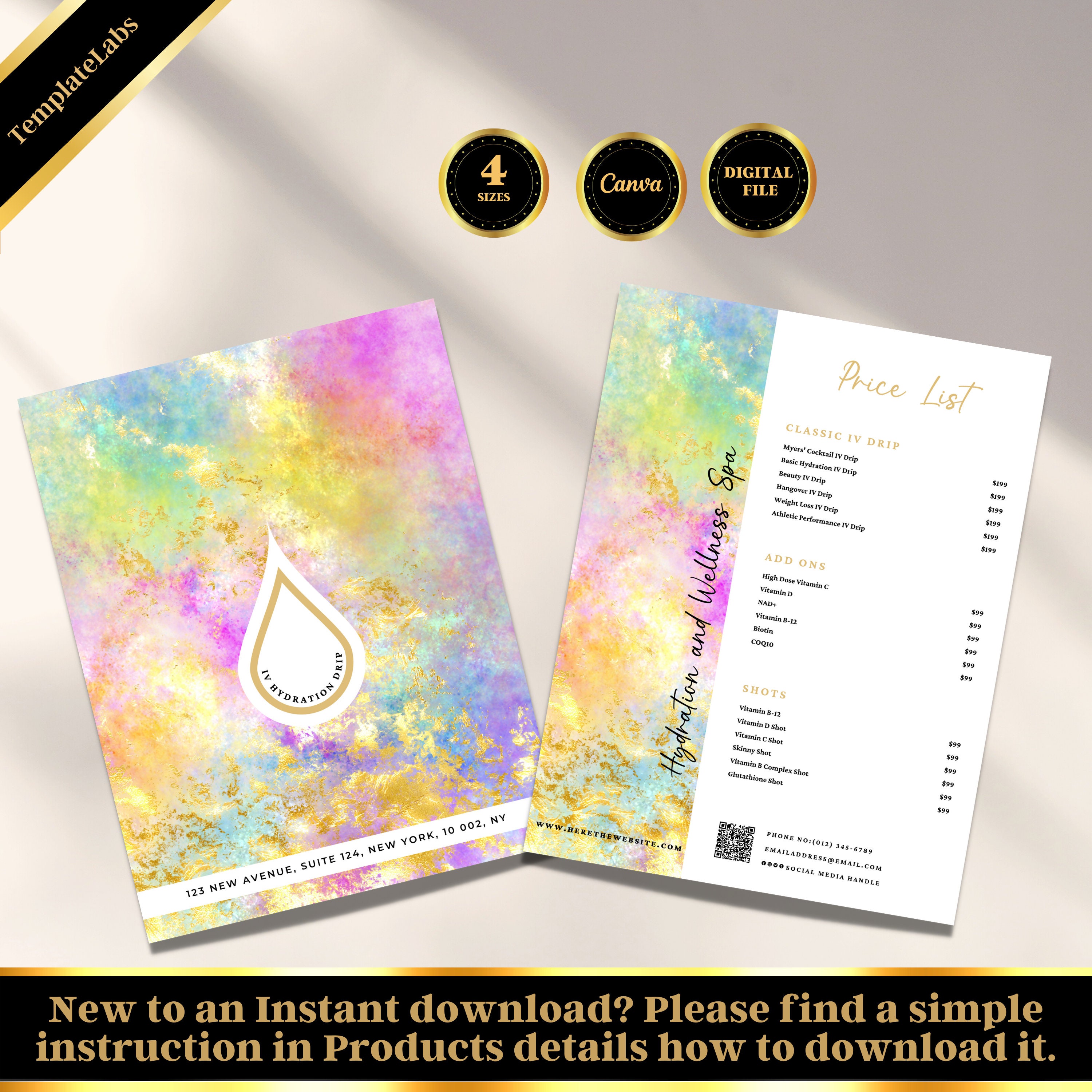 IV Hydration Template IV Therapy Flyer Price List Template - Etsy