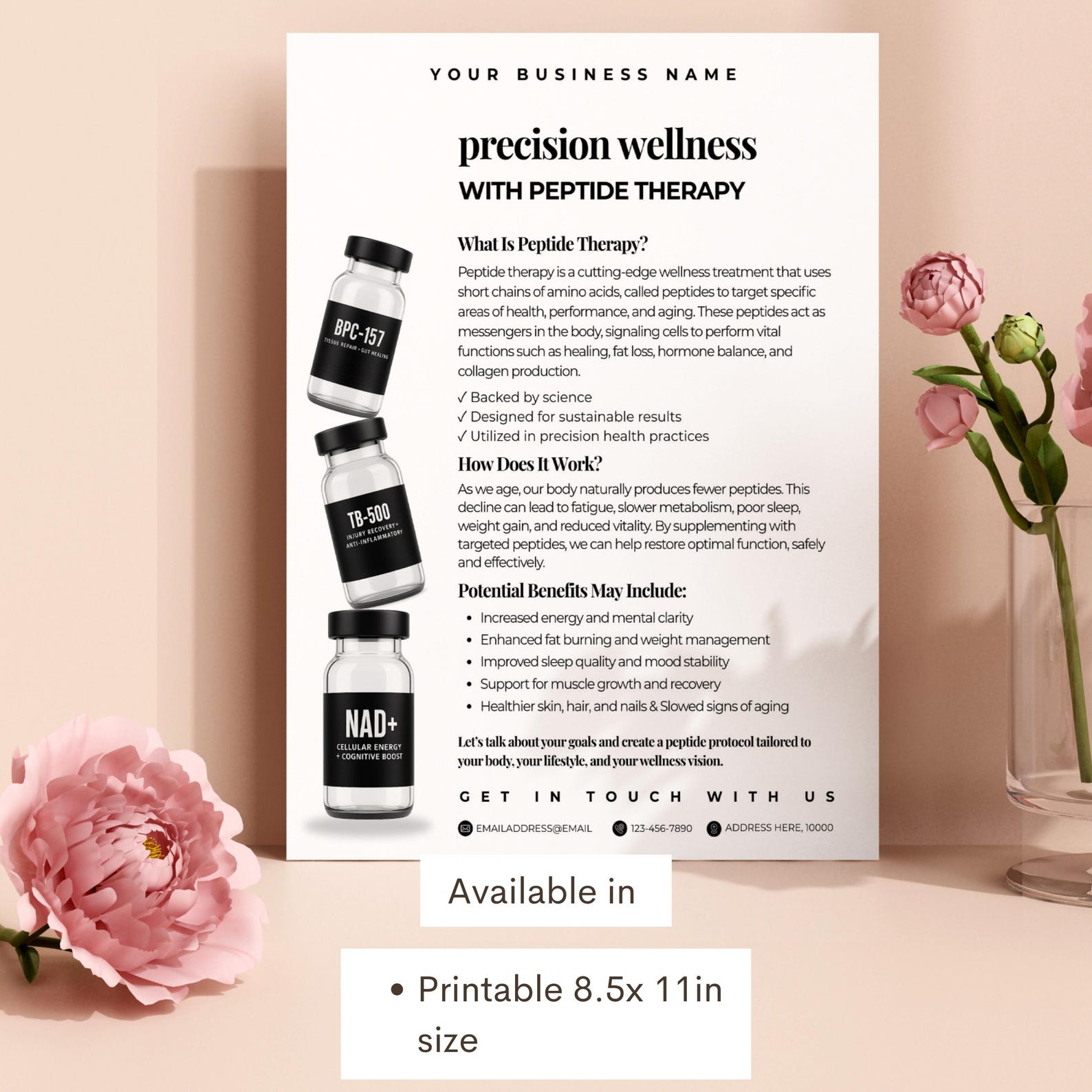 Peptide Printable Marketing Material, Peptides Flyer, Peptide Therapy ...