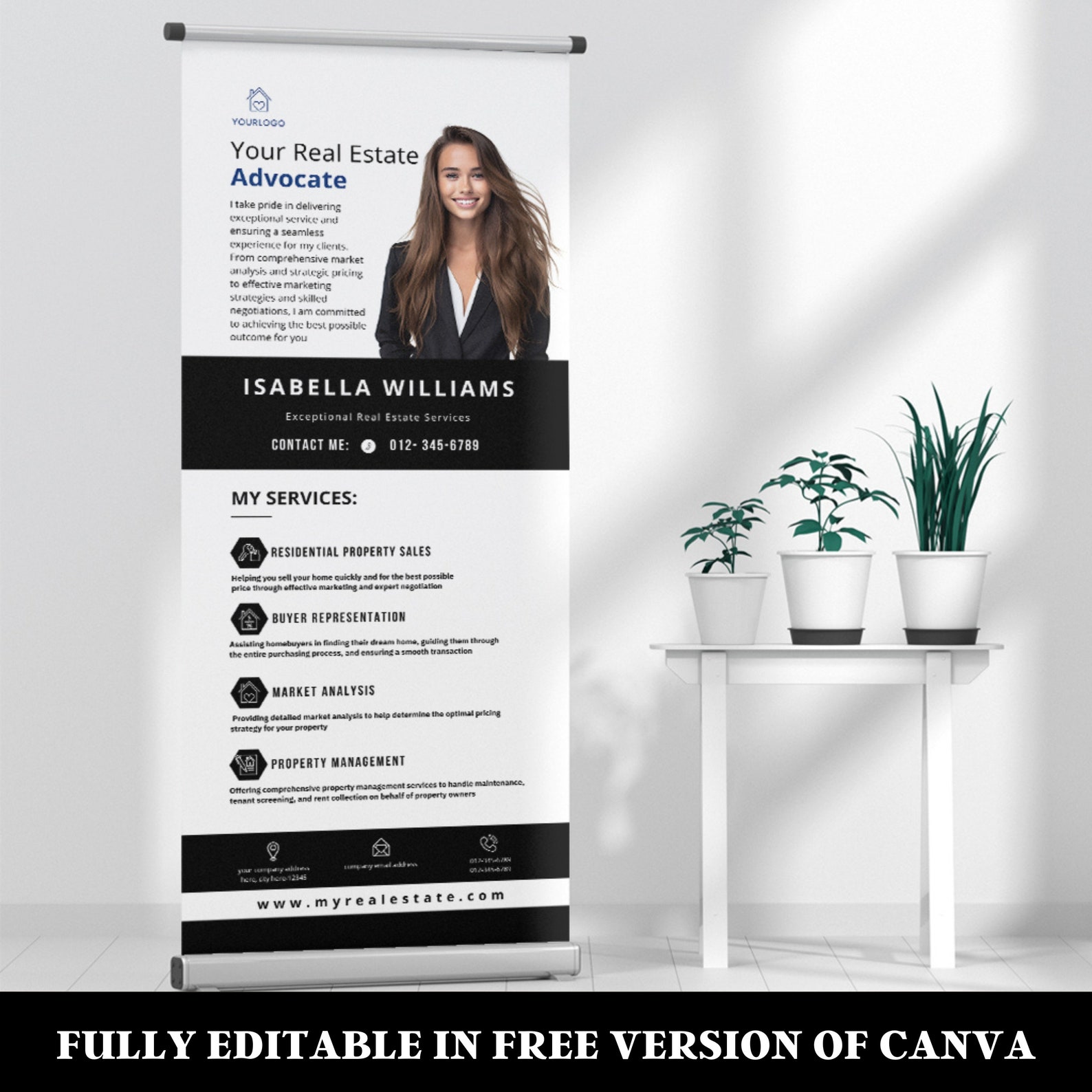 Retractable Banner Real Estate, Realtor Banner Template, Roll up Banner ...