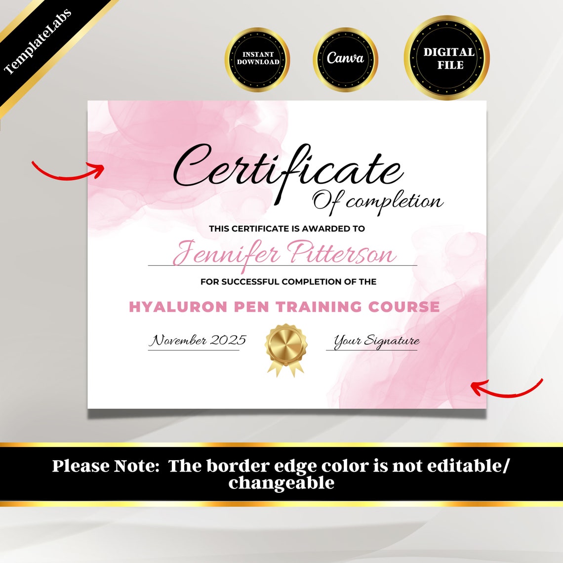 Hyaluron Pen Certificate Certificate of Completion Template - Etsy