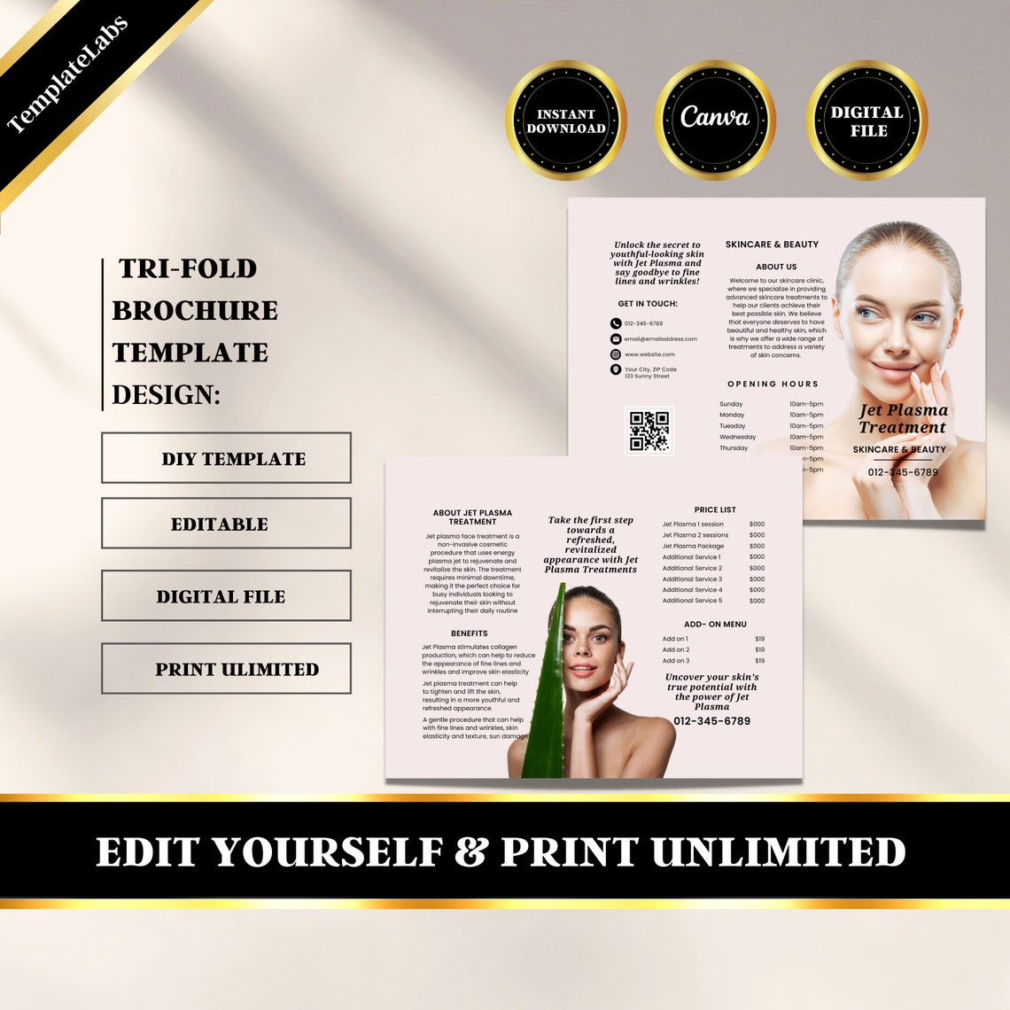 Jet Plasma Printable Brochure, Tri Fold Brochure Template, Price List ...