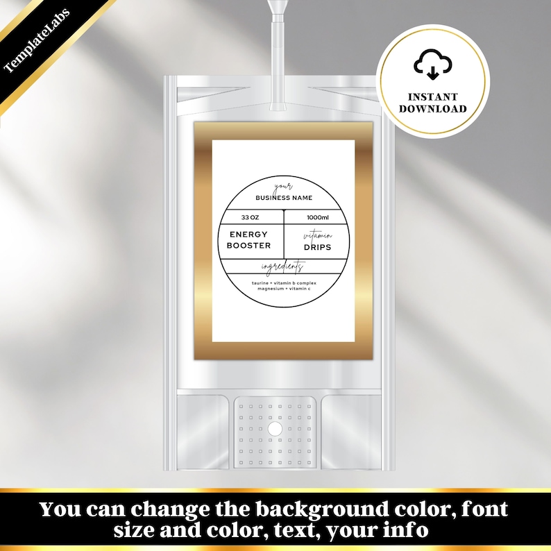 IV Bag Label, Iv Label, IV Hydration Label, Iv Drip Bag Label ...