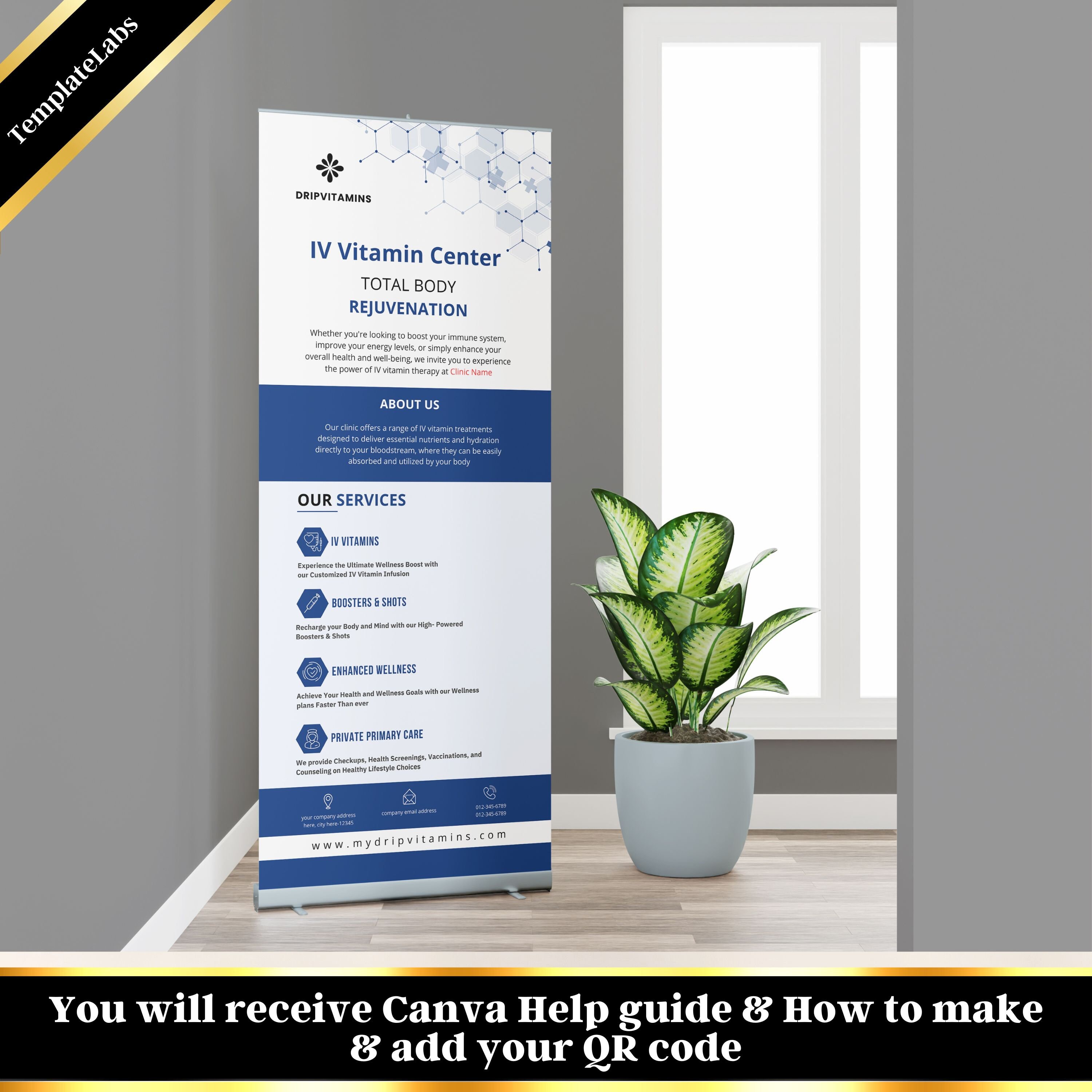 IV Hydration Retractable Banner Roll up Banner Template - Etsy