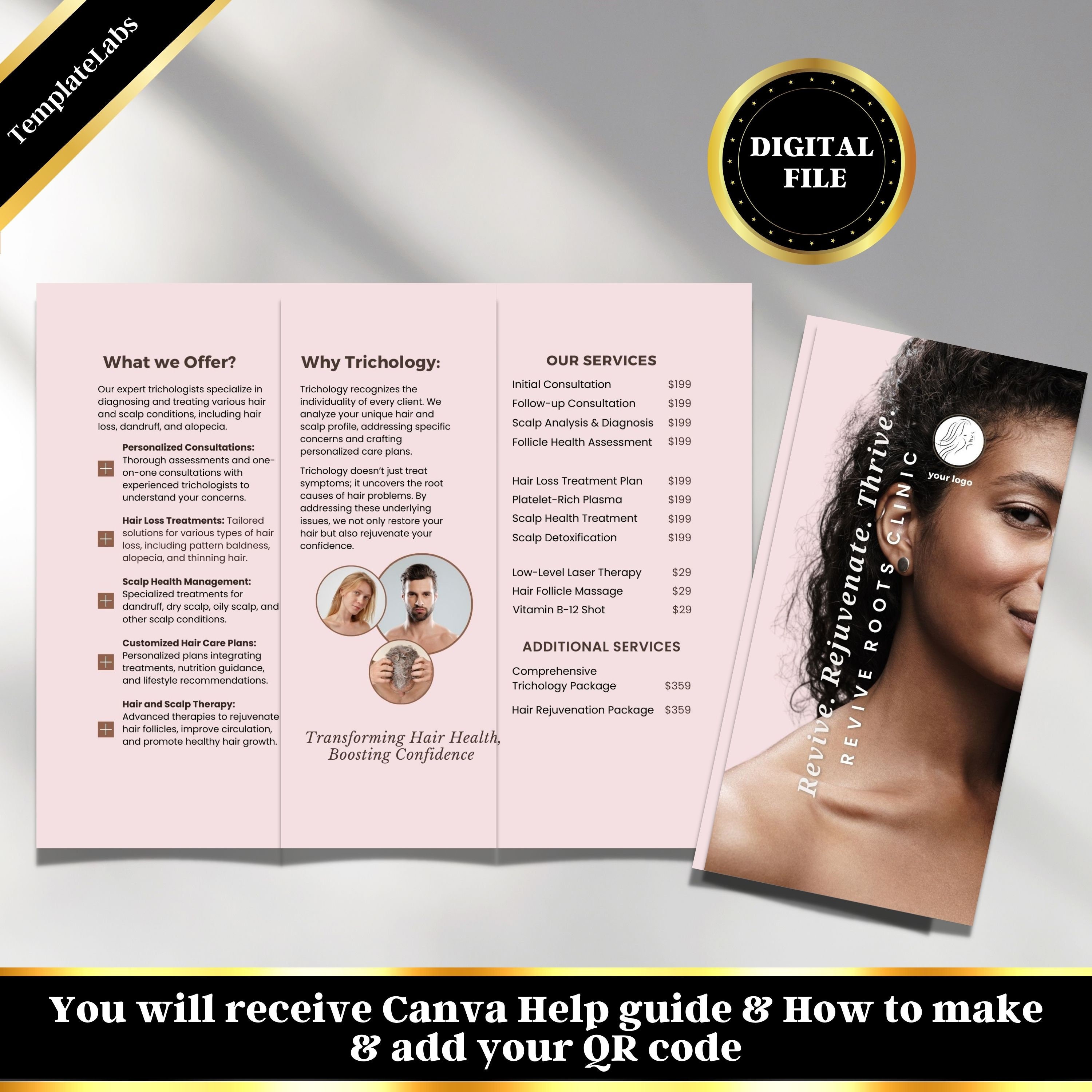 Trichology Brochure, Hair Loss Template, Scalp Treatment, Tri Fold ...