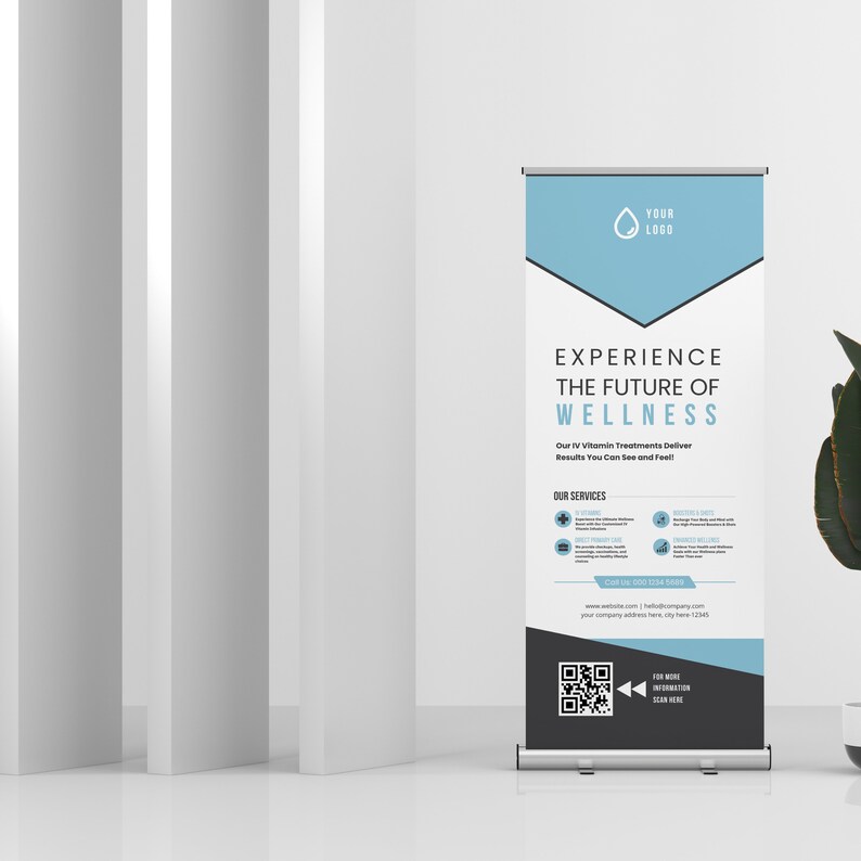 IV Hydration Retractable Banner, Roll up Banner Template, Event Banner ...