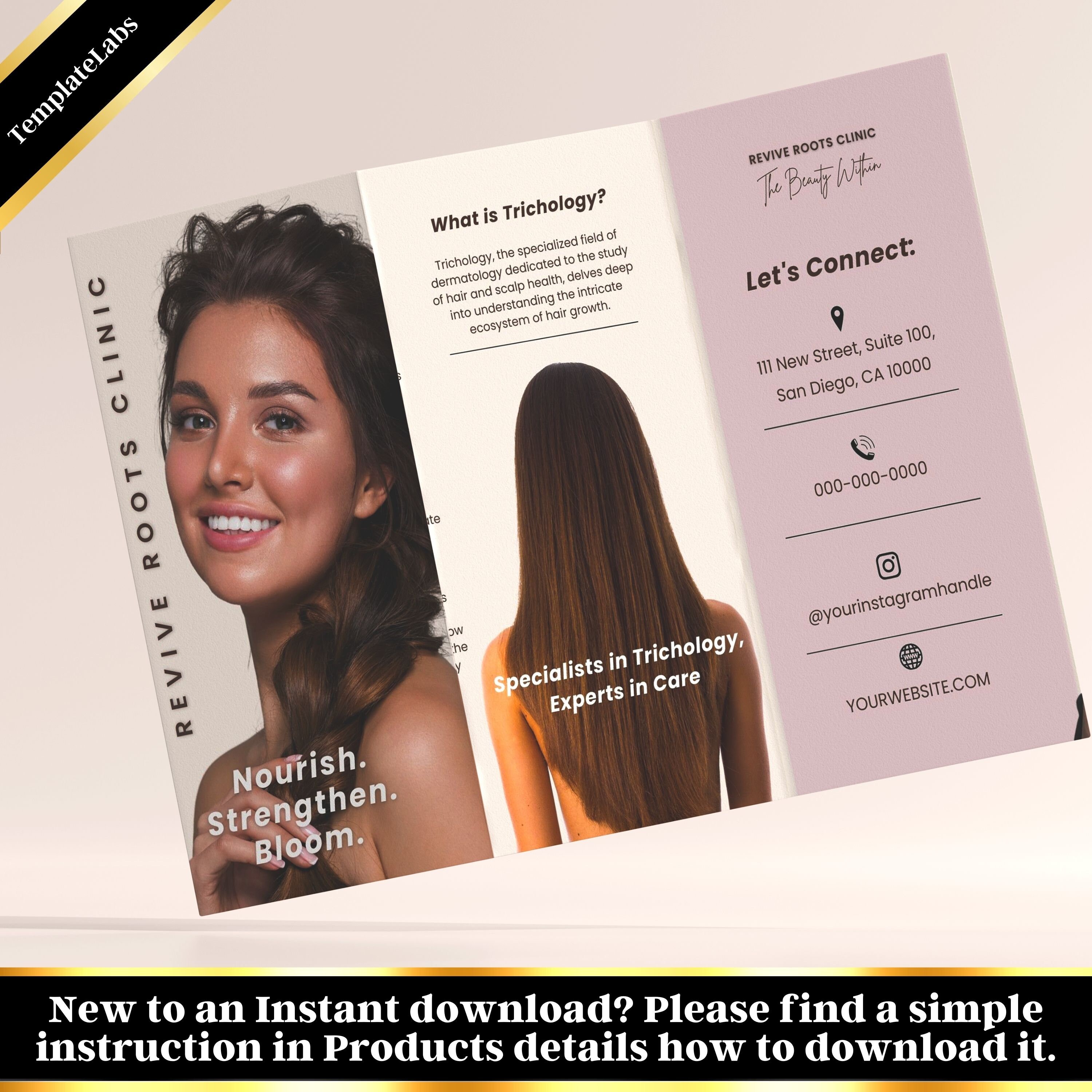 Trichology Brochure, Hair Loss Template, Scalp Treatment, Tri Fold ...