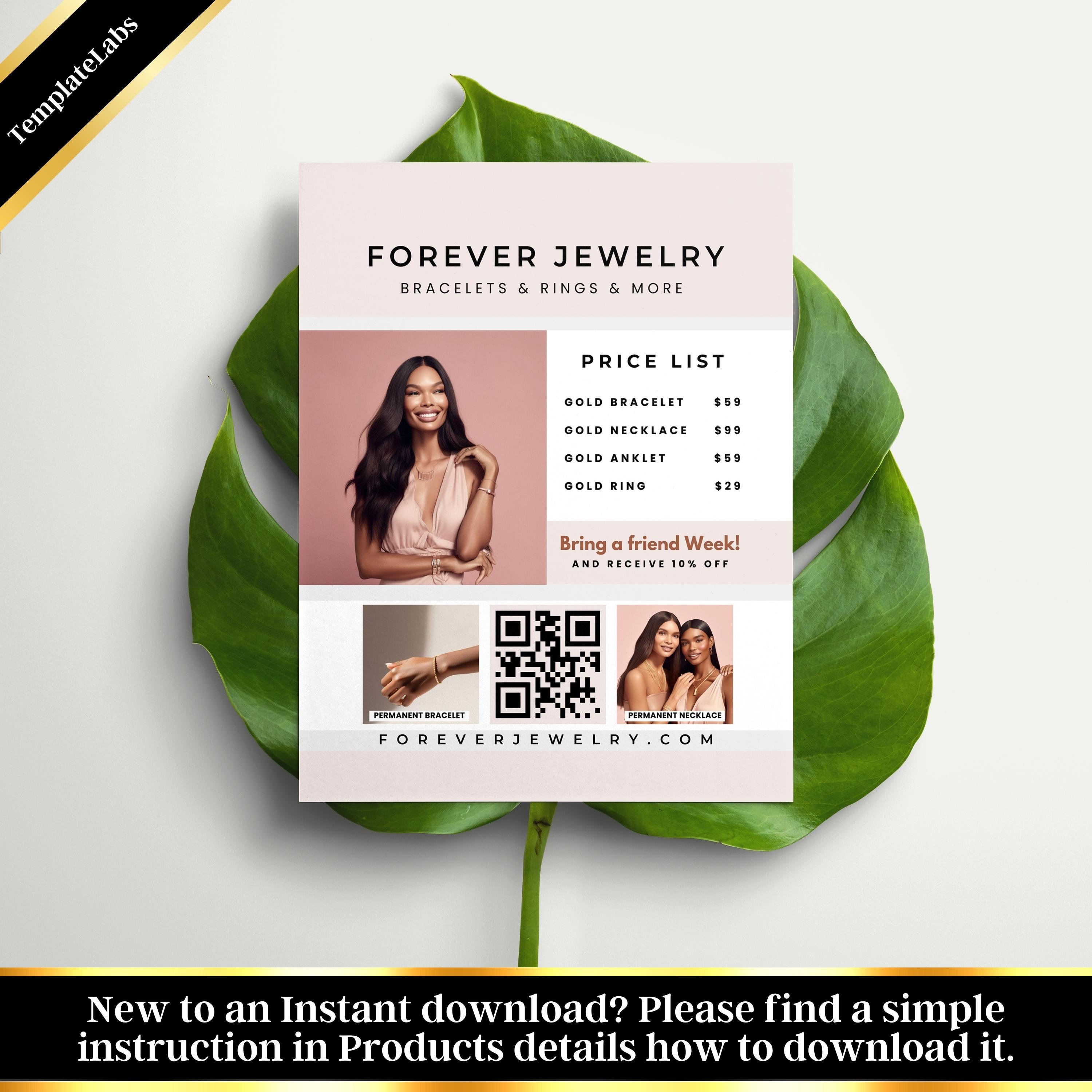 Permanent Jewelry Pop up Flyer, Permanent Jewelry Price List, Price ...