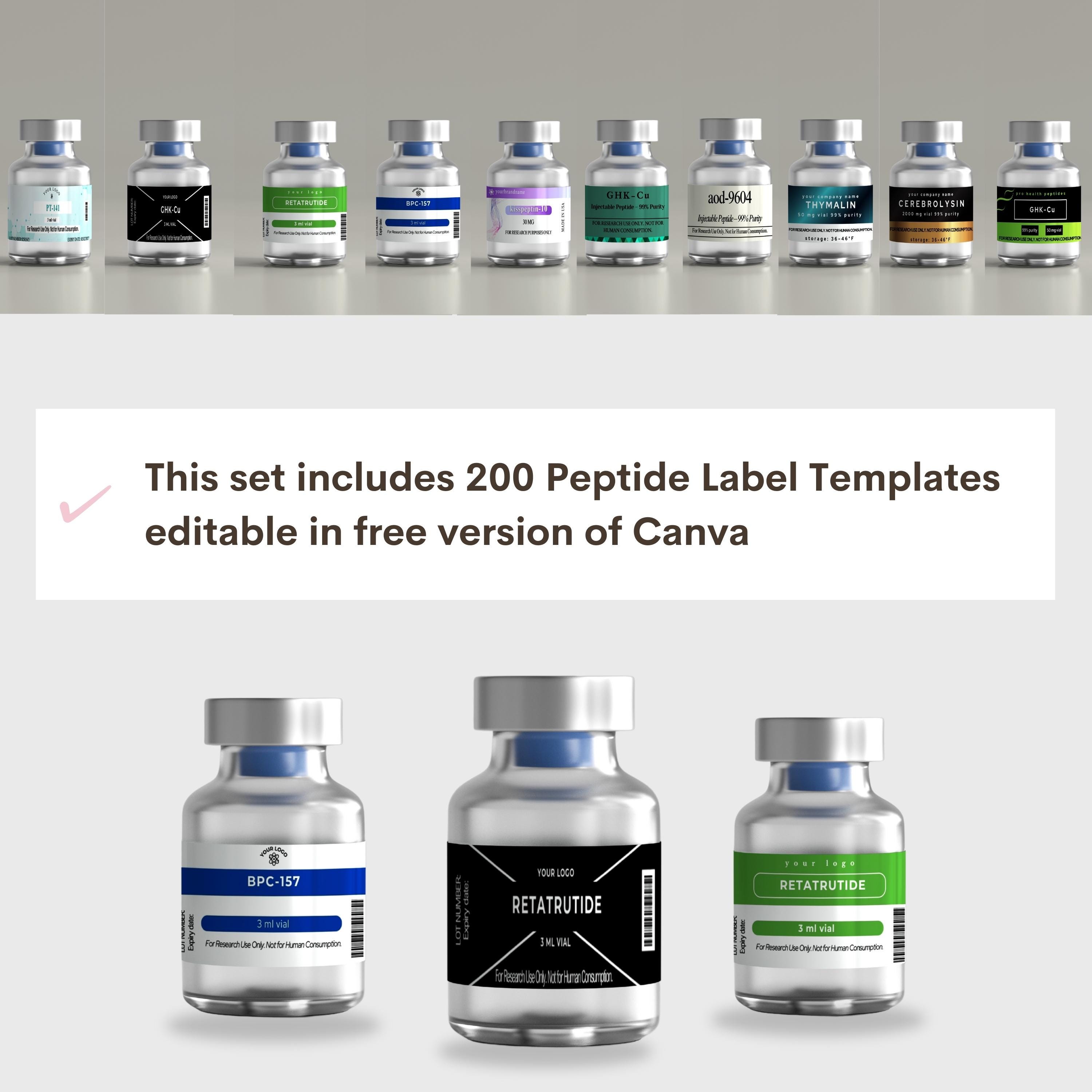 Peptide Labels, Peptide Label Template, Printable Label, Retatrutide ...