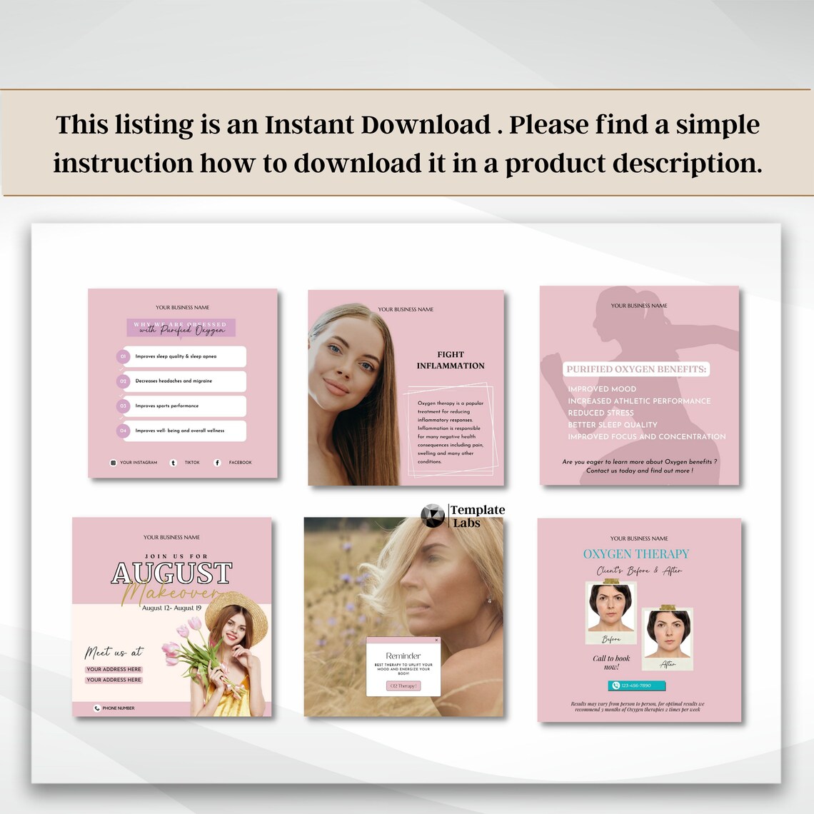Oxygen Bar, Oxygen Therapy, Instagram Post, Canva Template, Social ...