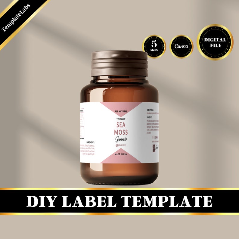 Sea Moss Gummies Label Template, Vitamin Label, Supplement Label ...