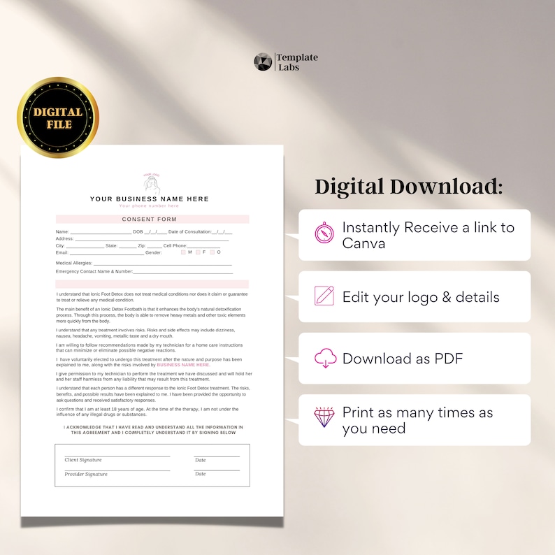 Ionic Foot Detox Consent Form Printable - Printable Forms Free Online