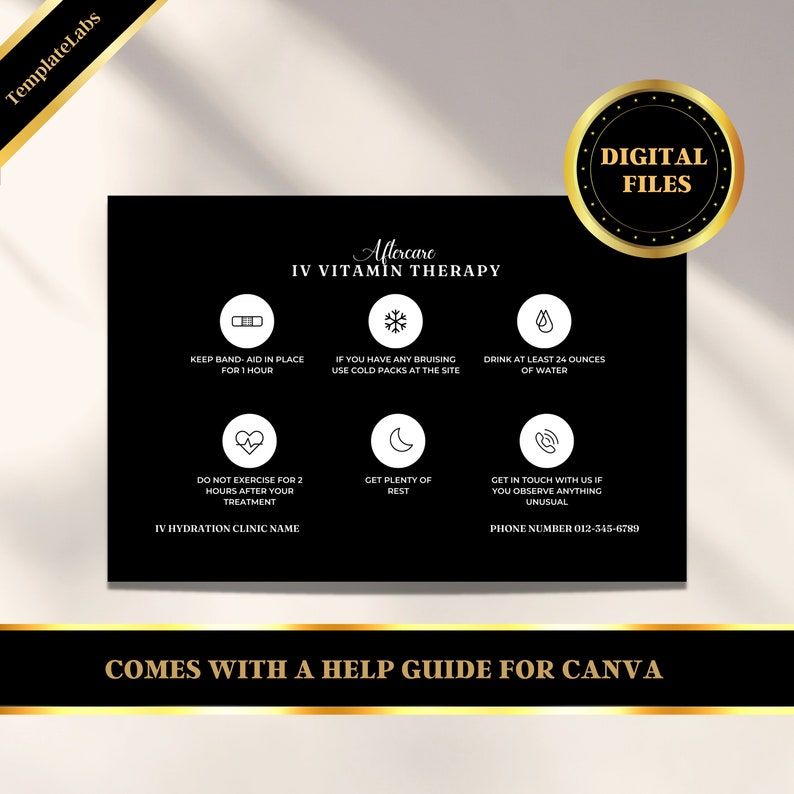 IV Hydration Printable IV Therapy Template Aftercare Card - Etsy