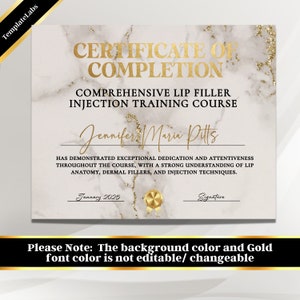 Lip Filler Certificate, Injector Nurse, Lip Filler Template, Printable ...