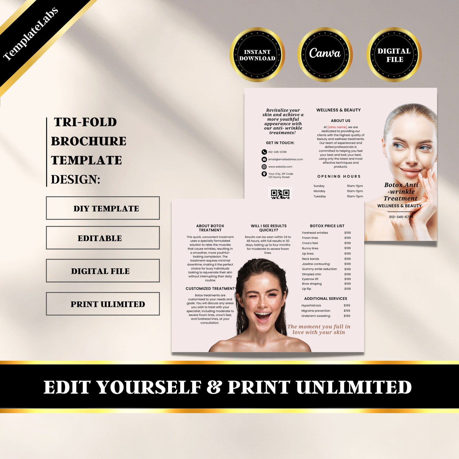 Botox Price List, Botox Template, Medspa Brochure, Tri Fold Brochure ...