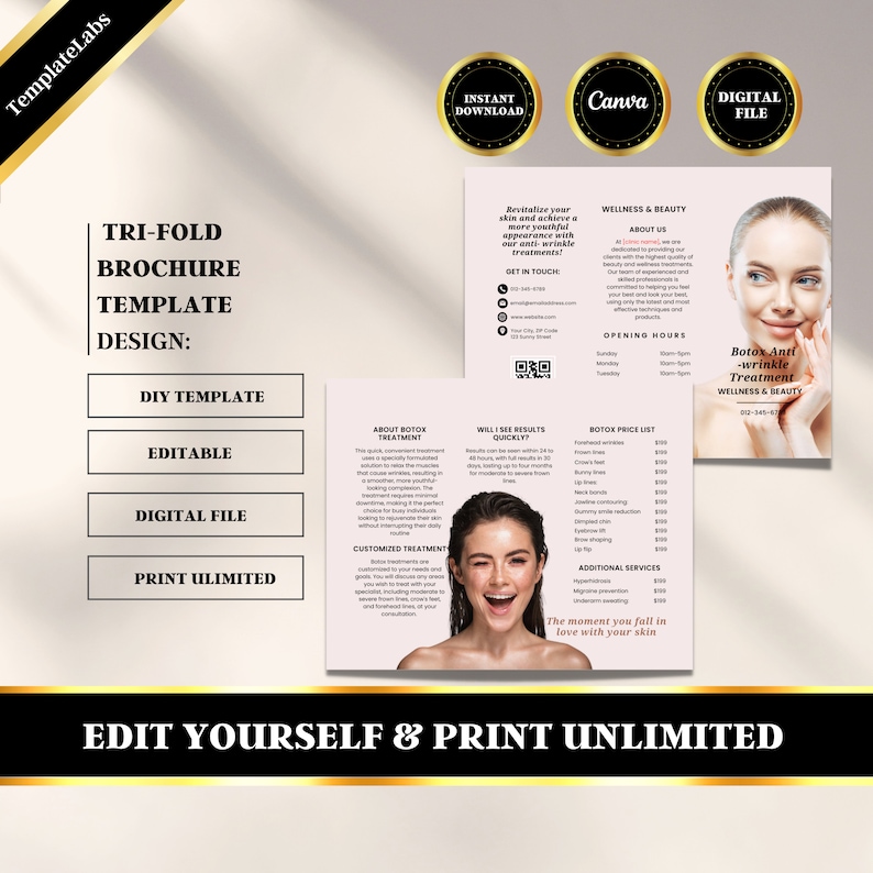Botox Price List Botox Template Medspa Brochure Tri Fold - Etsy