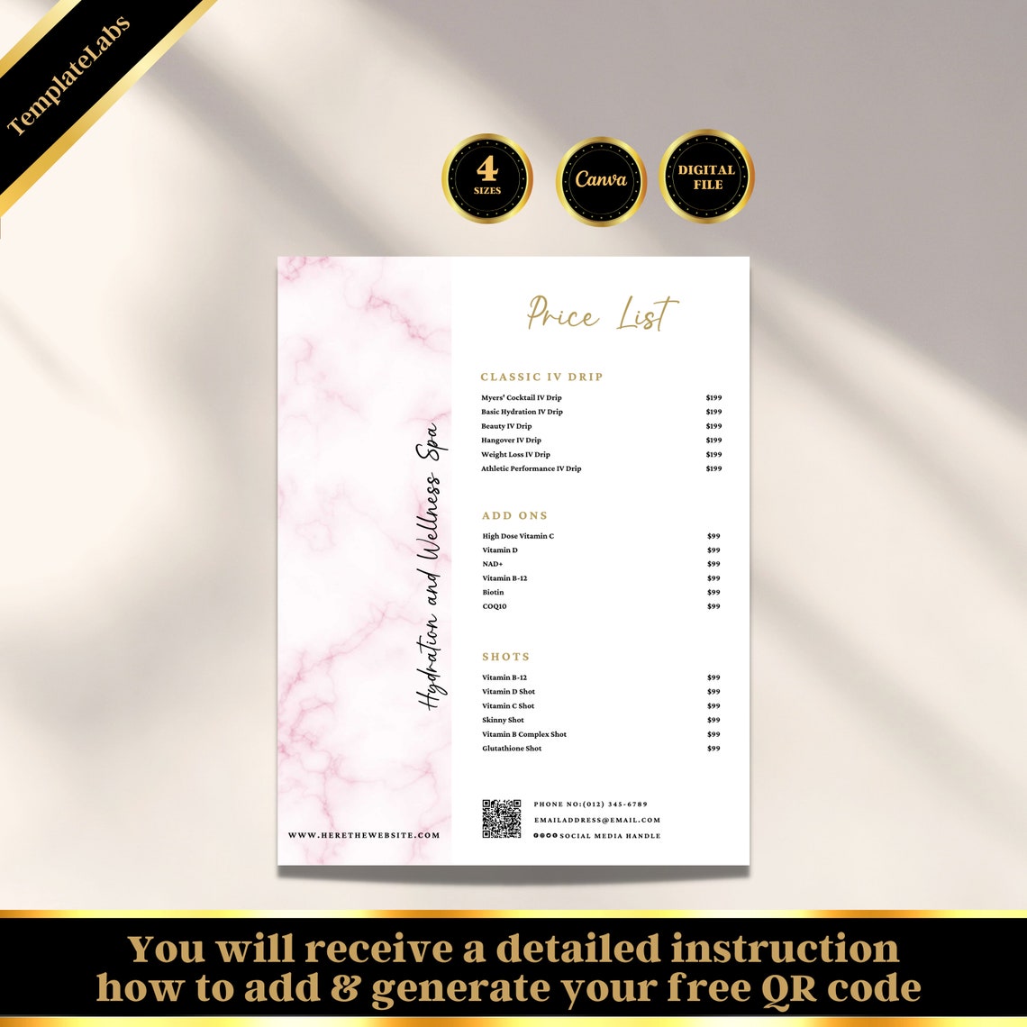 IV Hydration Template IV Therapy Flyer DIY Flyer Marble | Etsy