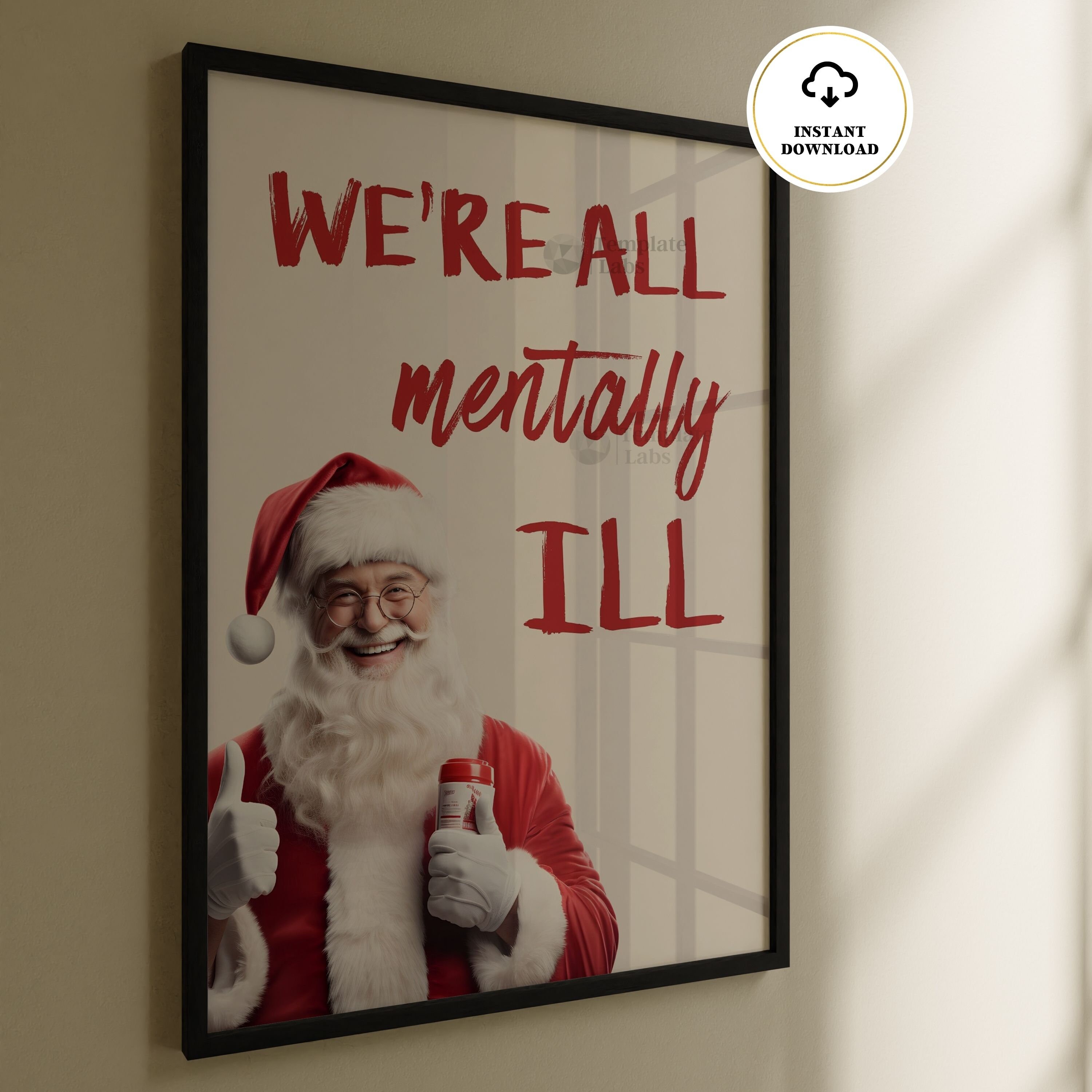 Mental Health Christmas Funny Santa Print Retro Santa - Etsy