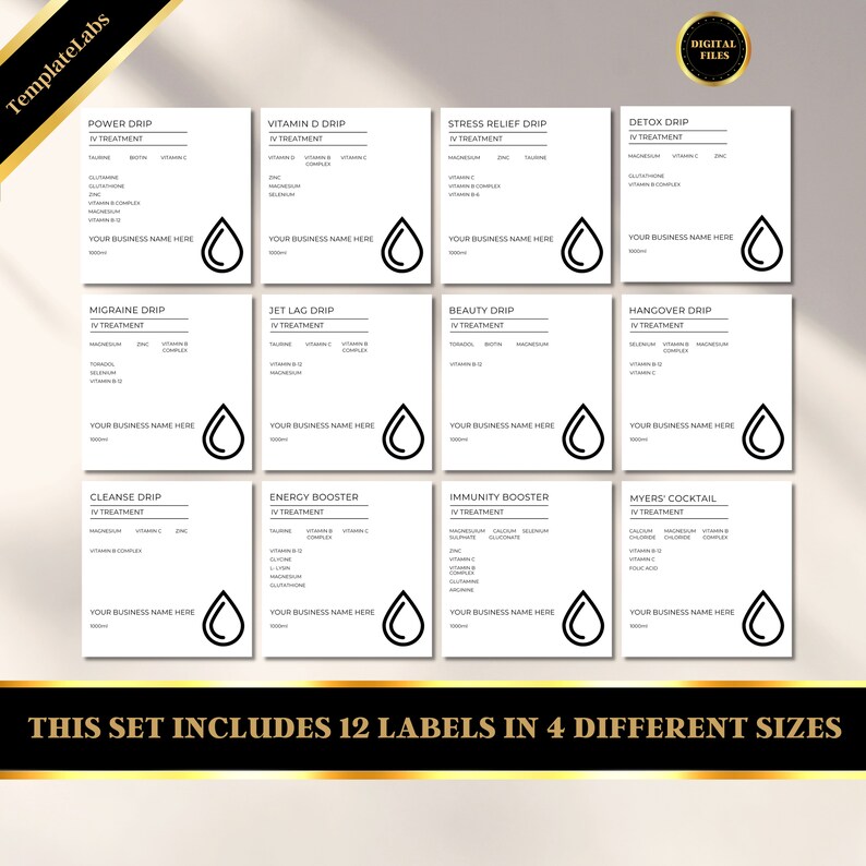 IV Bag Label IV Vitamin Drip DIY Label Printable Label - Etsy