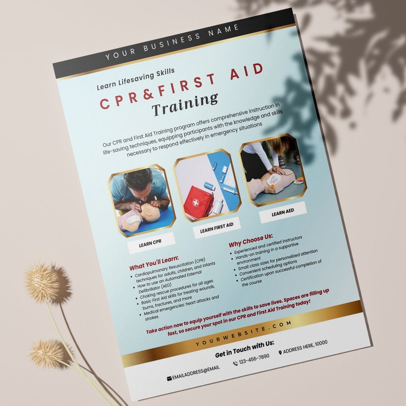 CPR Training Flyer, CPR Flyer, Cpr Template, Cpr First Aid and ...