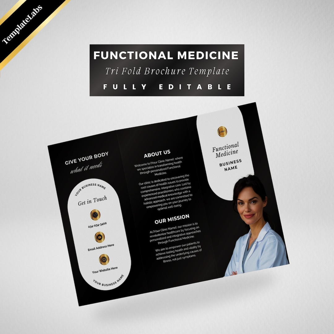 Functional Medicine Brochure, Trifold Brochure Template, Holistic Medicine, Holistic Health ...