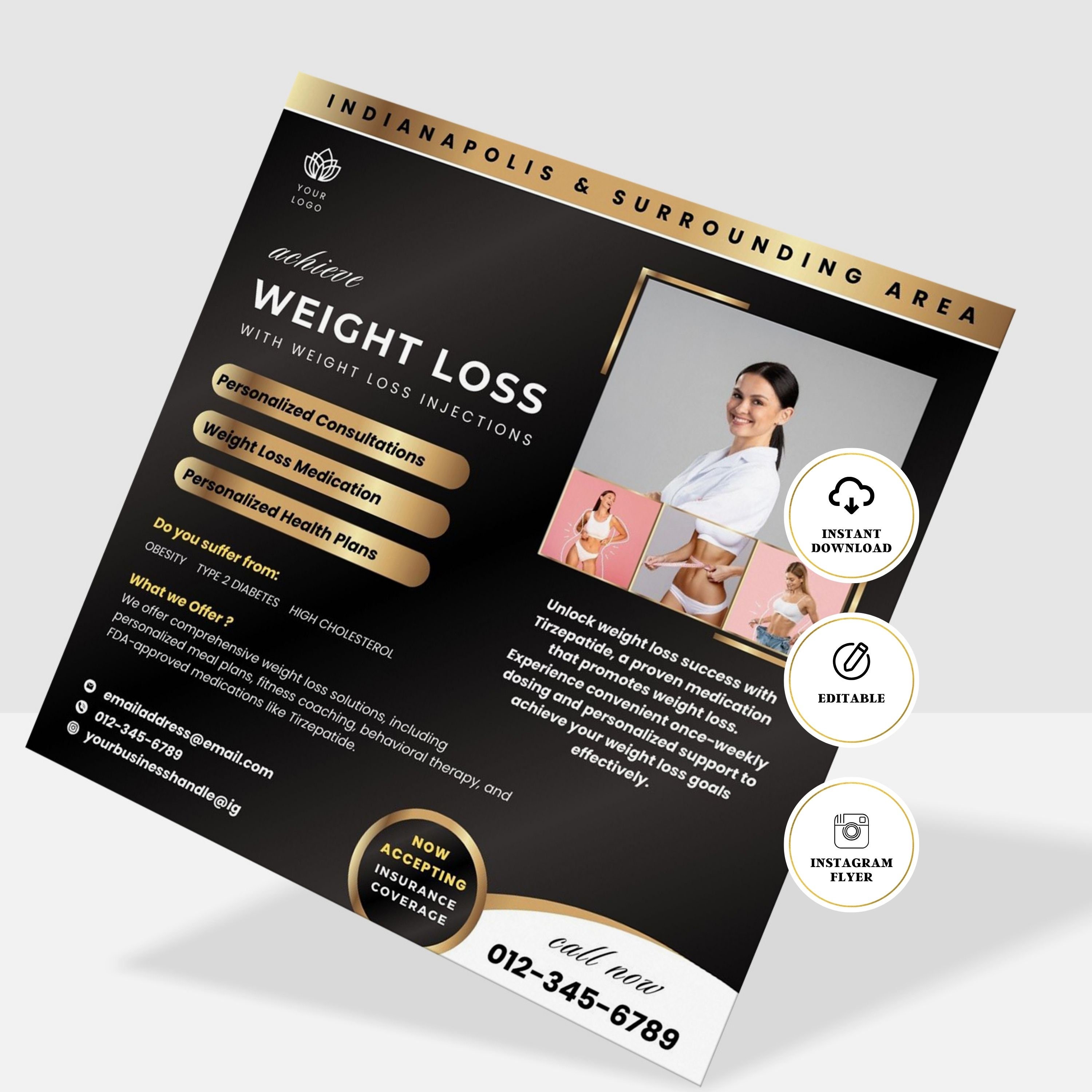 Tirzepatide, Weight Loss Flyer, Weight Loss Clinic, Canva Template ...