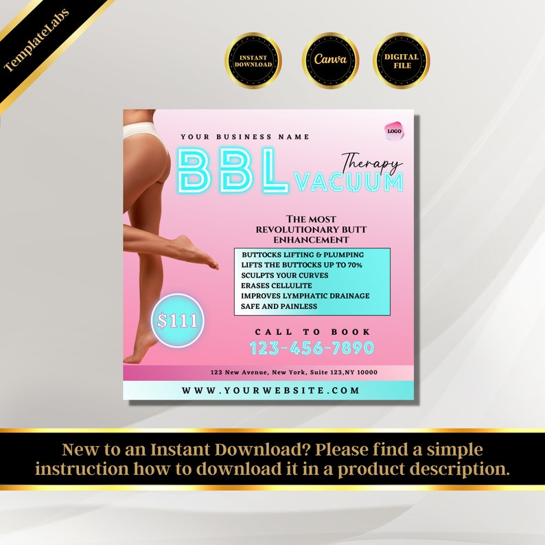 BBL Vacuum, BBL Flyer, Butt Lift Flyer, Social Media Flyer, Instagram ...