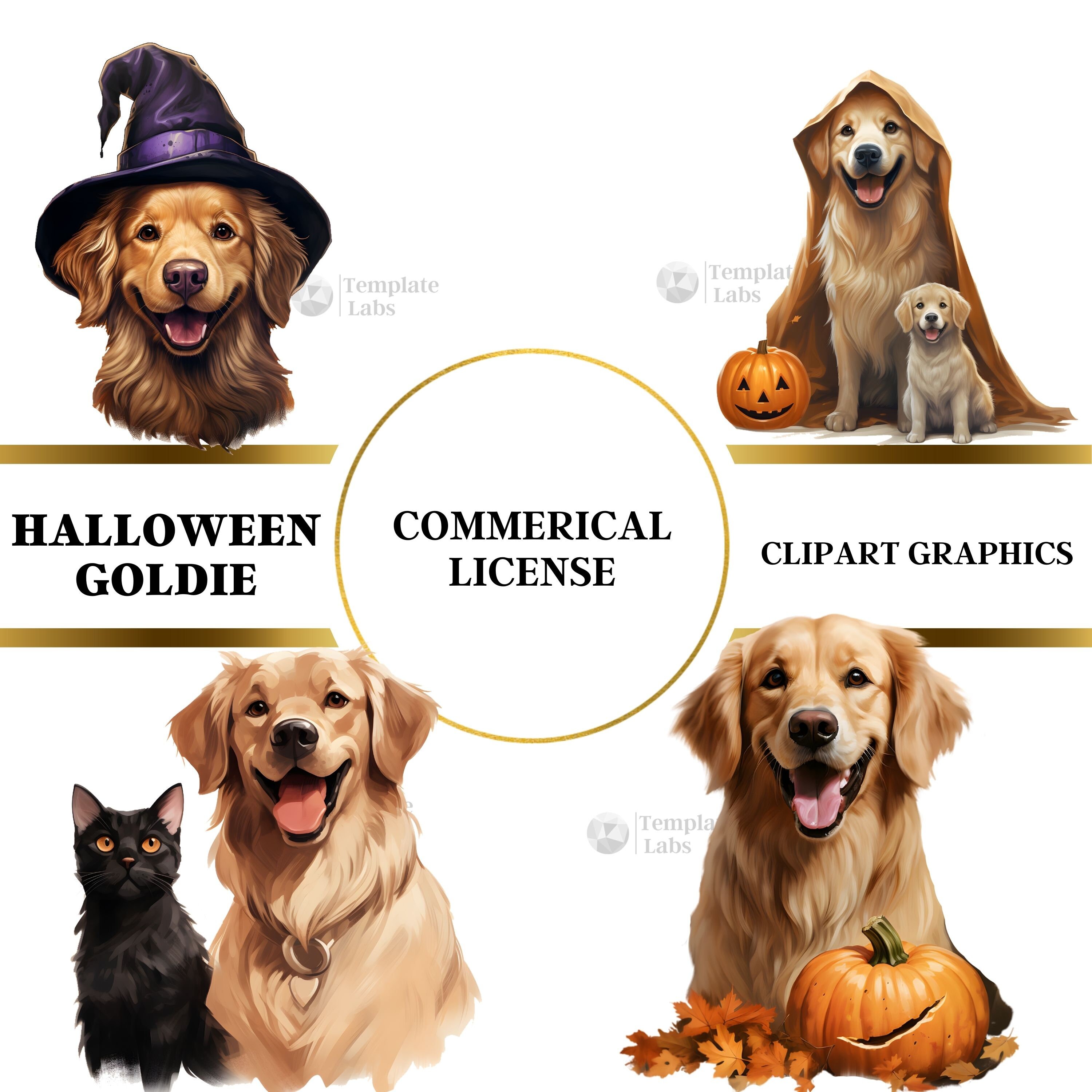 Halloween Golden Retriever PNG Golden Retriever Clipart - Etsy